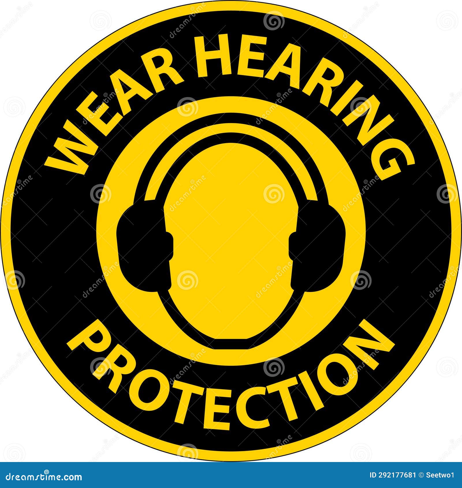 Caution Wear Hearing Protection on Transparent Background Stock Vector ...