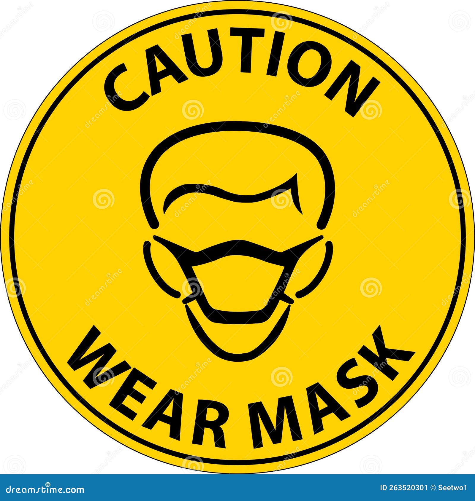 Caution Wear Mask Sign on White Background Stock Vector - Illustration ...