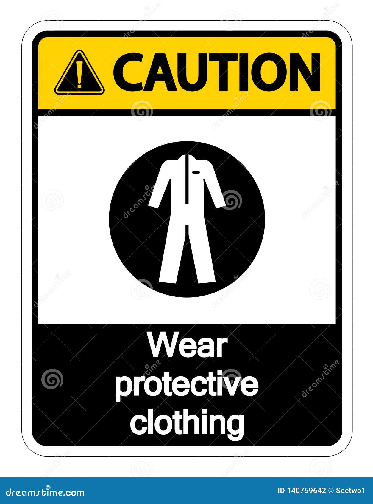 Symbol Caution Wear Protective Clothing Sign on White Background Stock ...