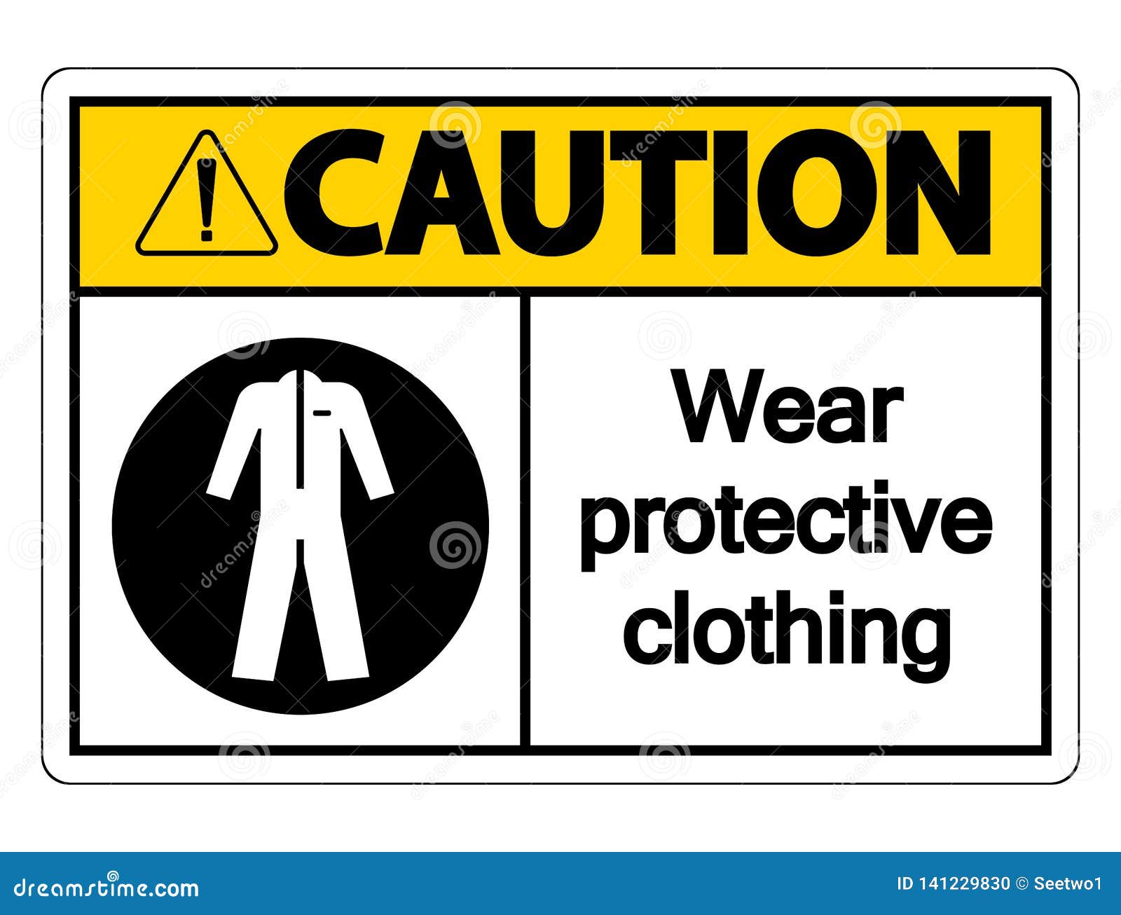 Symbol Caution Wear Protective Clothing Sign on White Background Stock ...