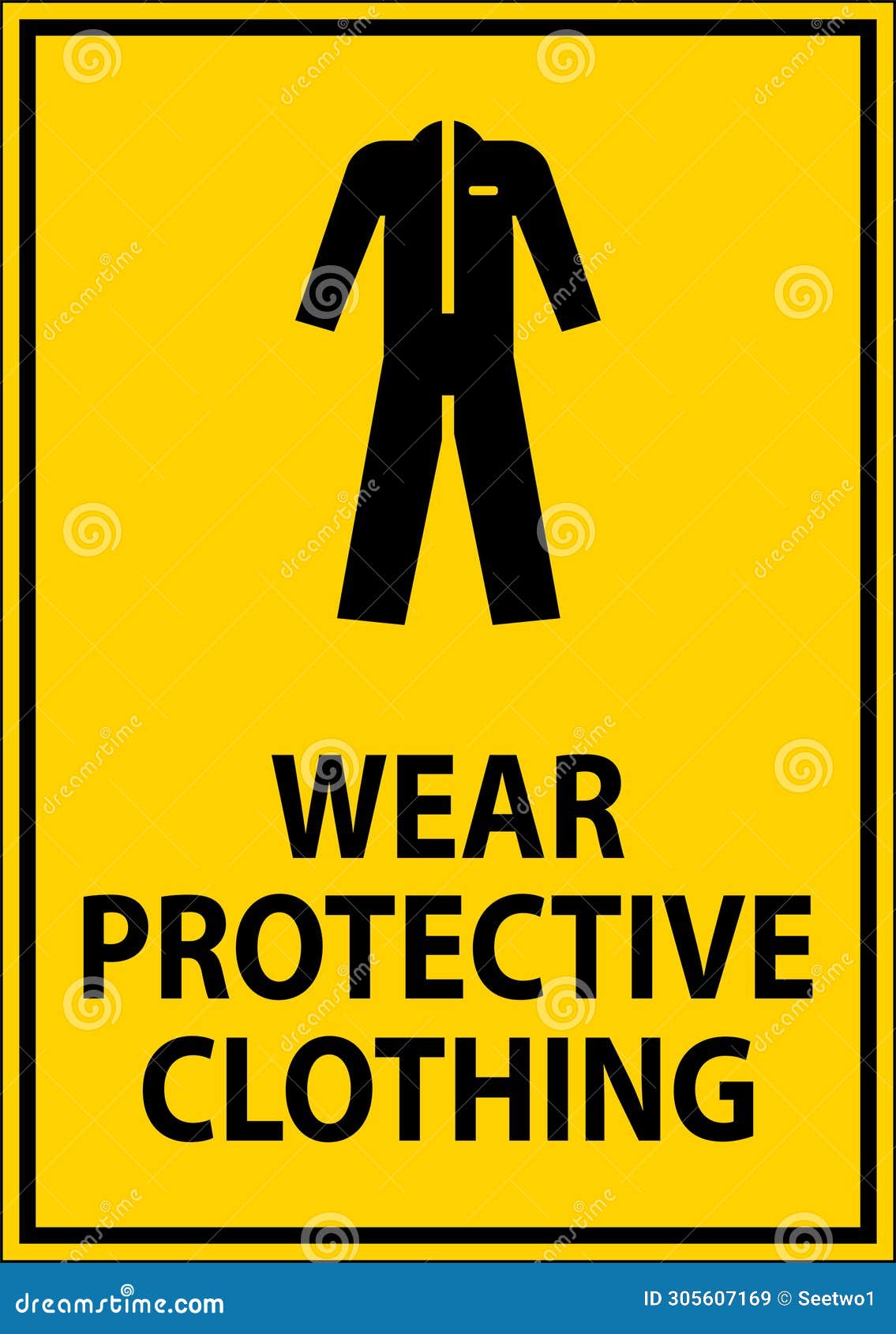 Caution Wear Protective Clothing Sign on White Background Stock Vector ...