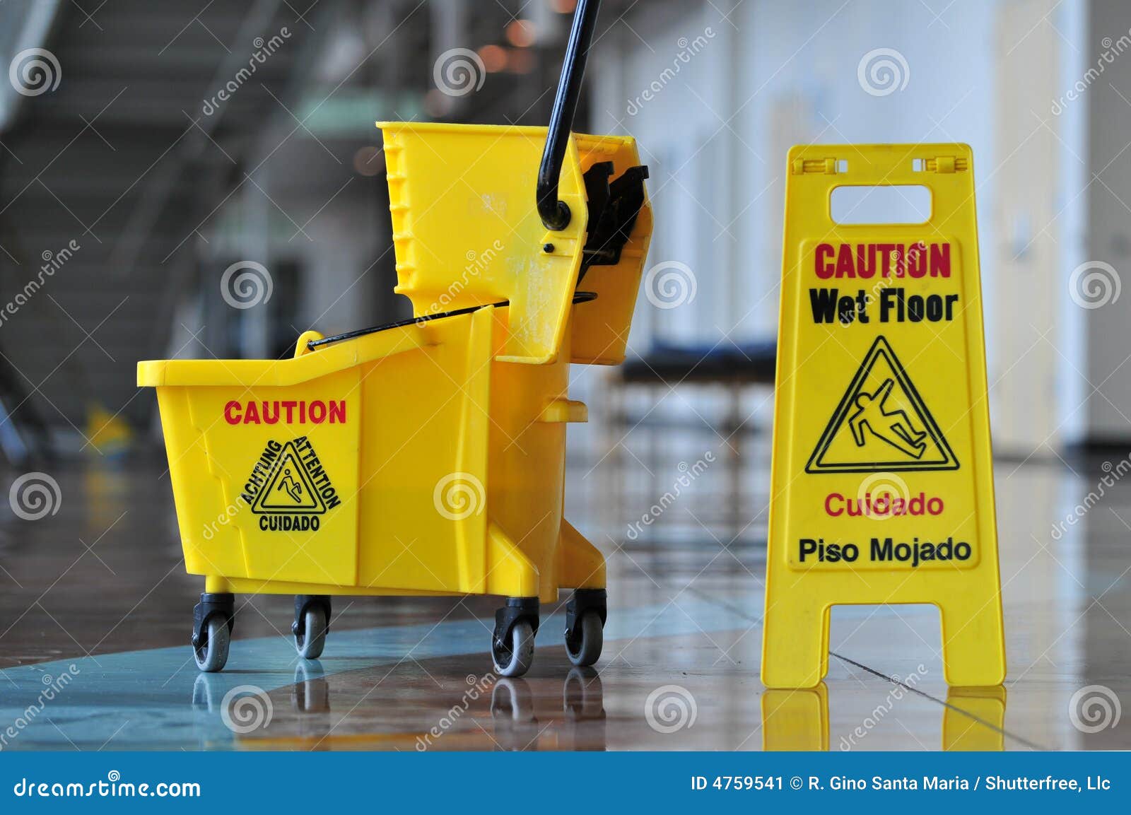 Caution Wet Floor stock image. Image of hallway, cleanup - 4759541
