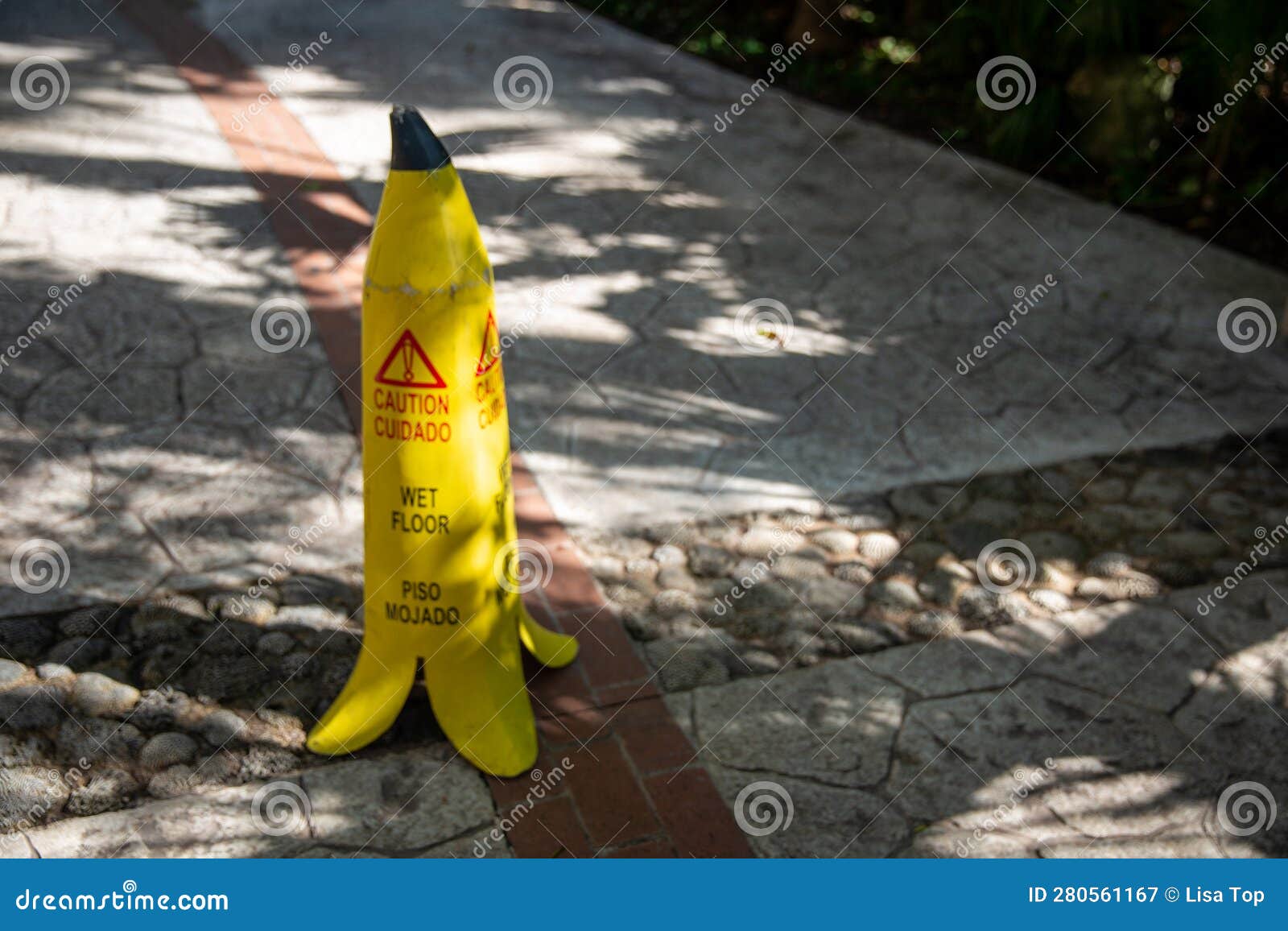 Caution Wet Floor Banana Sign Stock Image - Image of warning, room ...