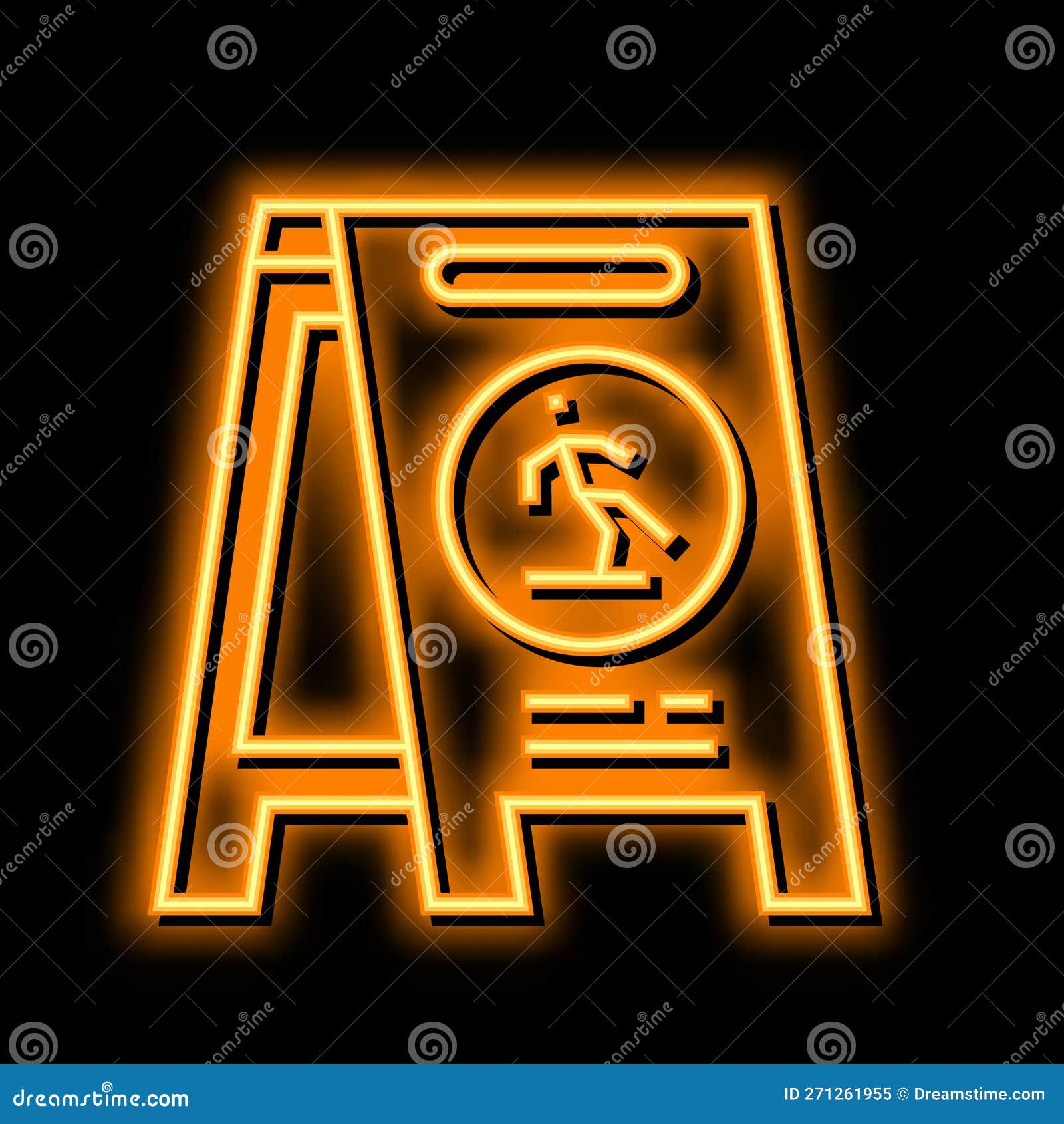 Caution Wet Floor Neon Glow Icon Illustration Stock Vector ...