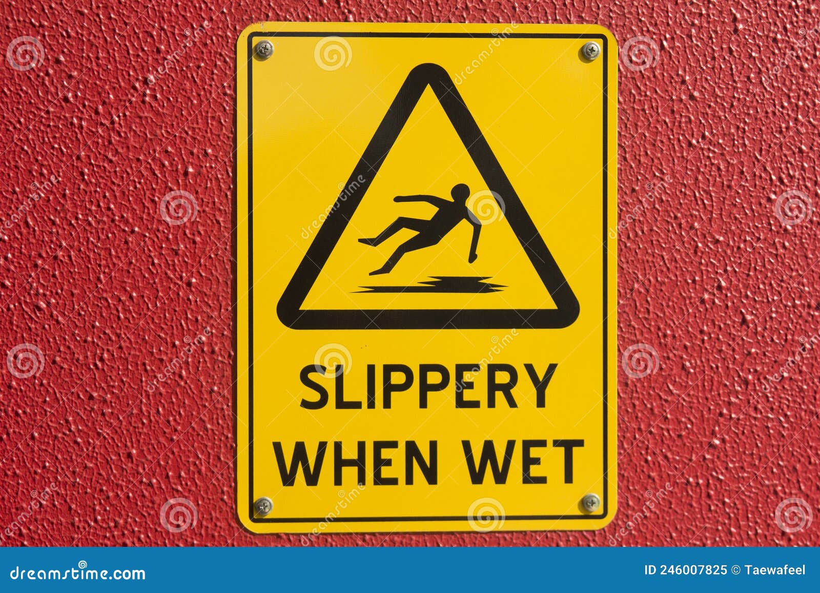 Caution Wet Floor, Sign Beware Slippery Stock Image - Image of glossy ...