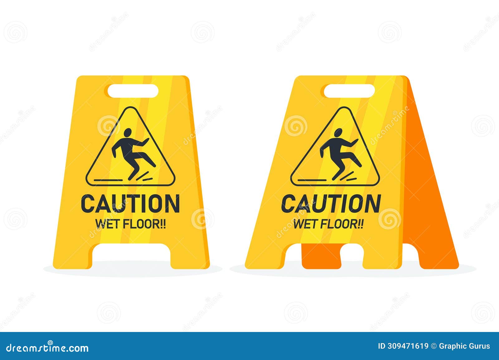 Caution Wet Floor, Floor Sign. Public Warning Yellow Symbol. Slippery ...