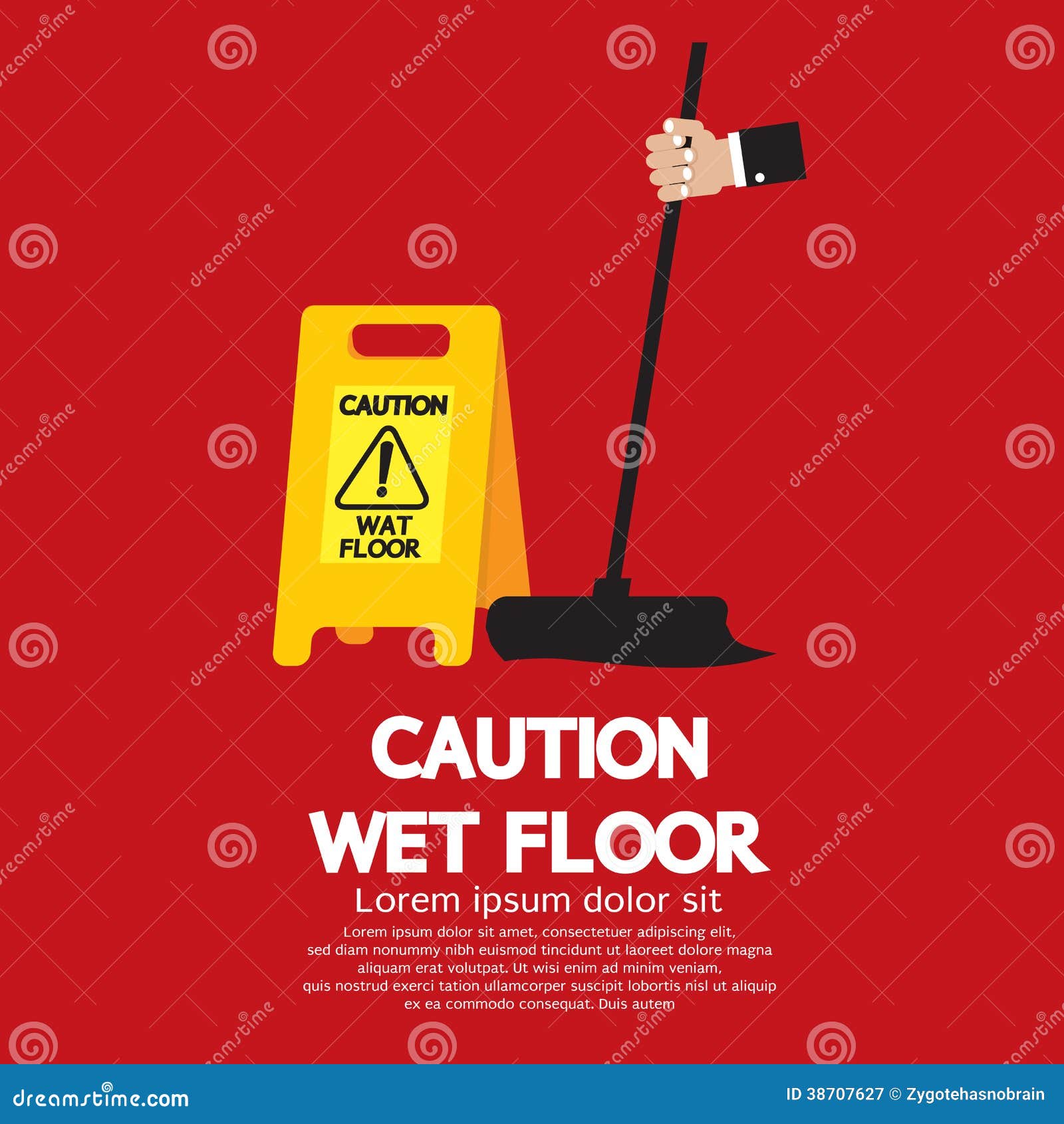 Caution Wet Floor stock vector. Illustration of slippery - 38707627