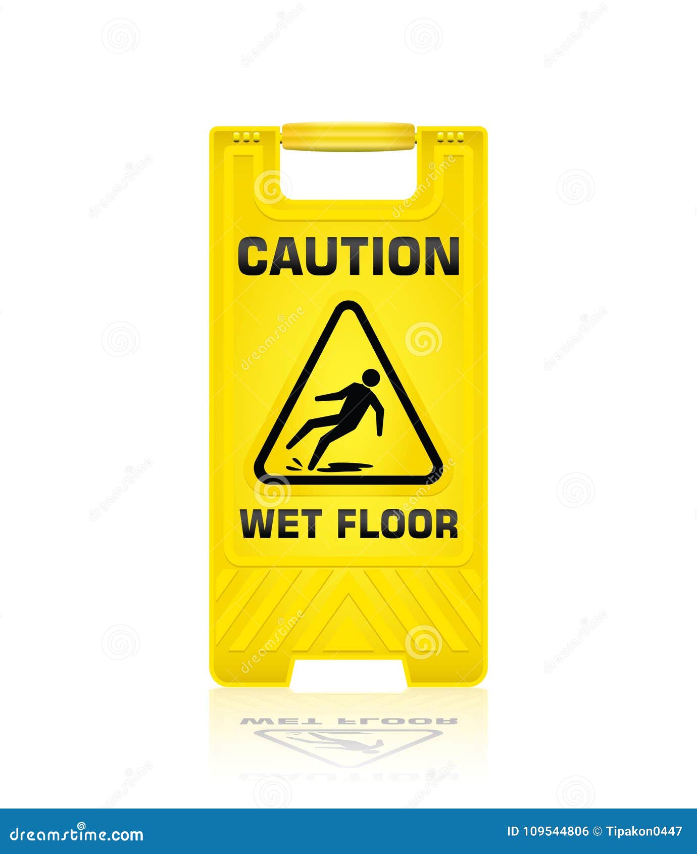 Caution Wet Floor Yellow Sign Stock Vector Illustration Of Path