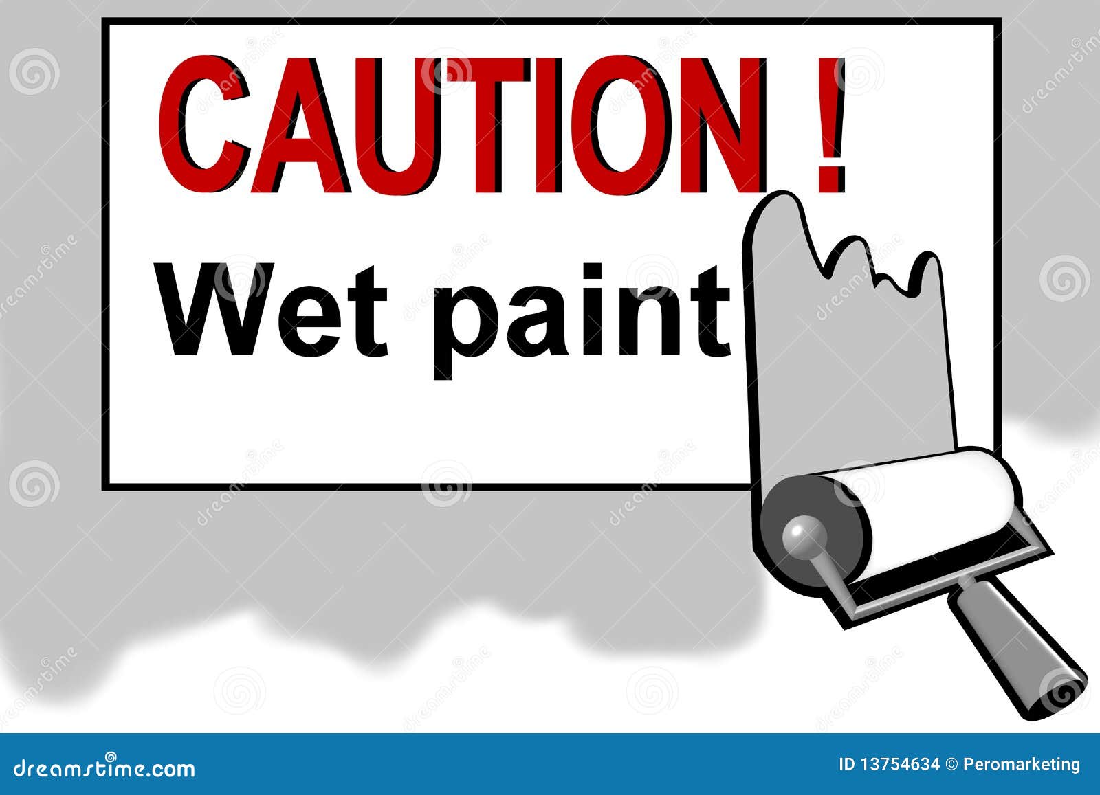 Caution - Wet Paint Warning Sign Stock Illustration - Illustration of ...