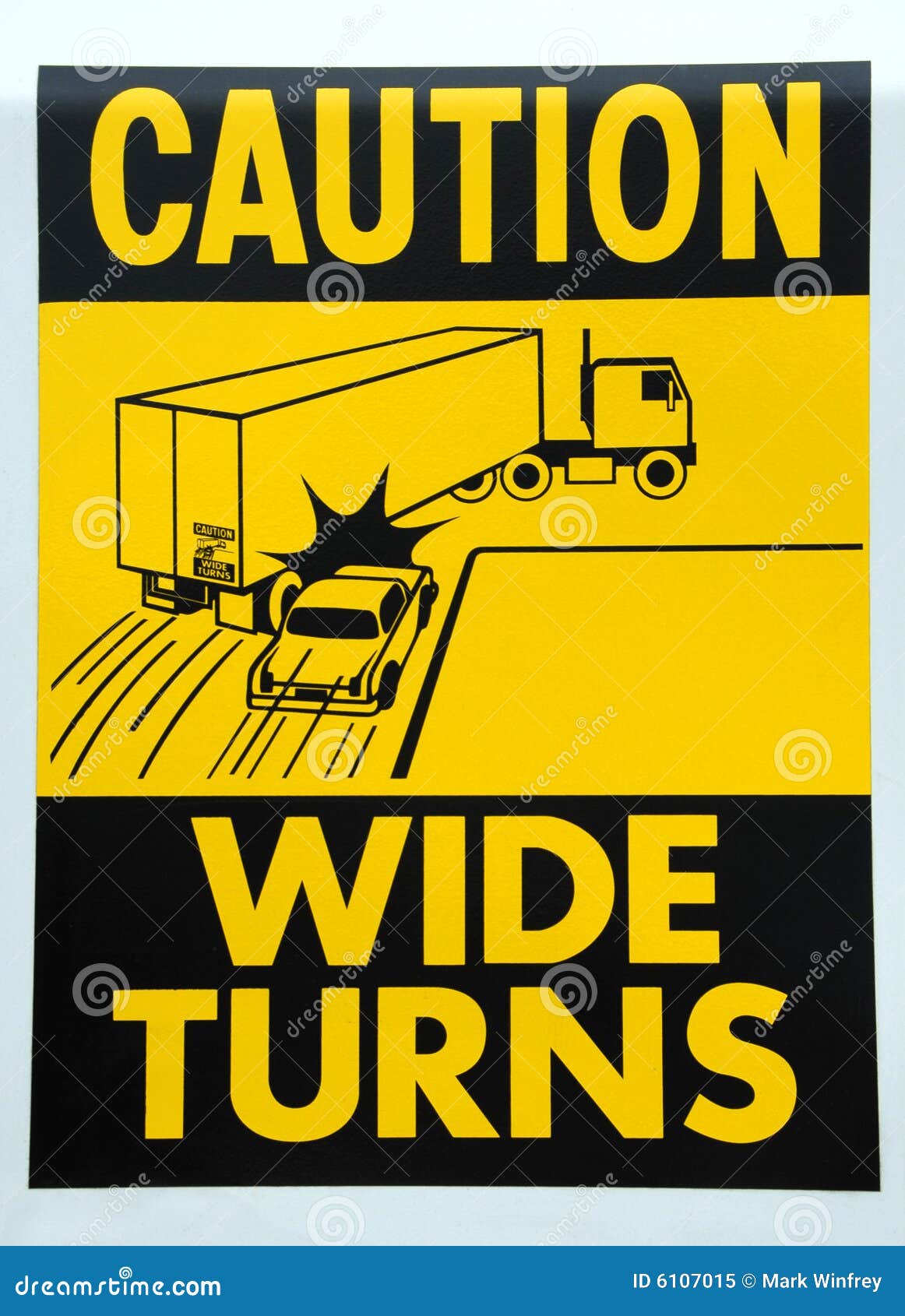 Caution Wide Turns stock image. Image of caution, vehicle - 6107015