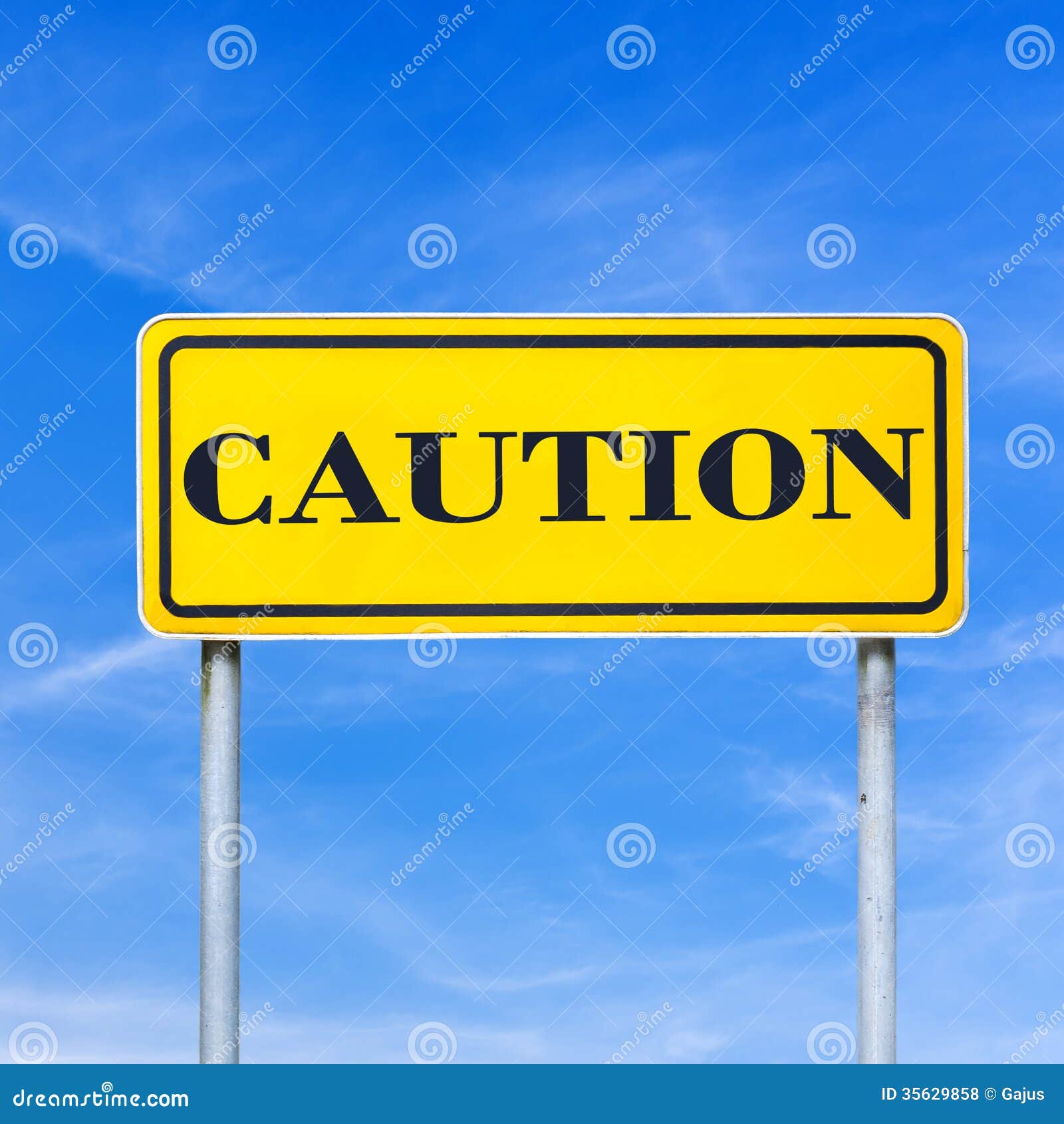 Caution Written on Road Sign Stock Photo - Image of problem, liability ...
