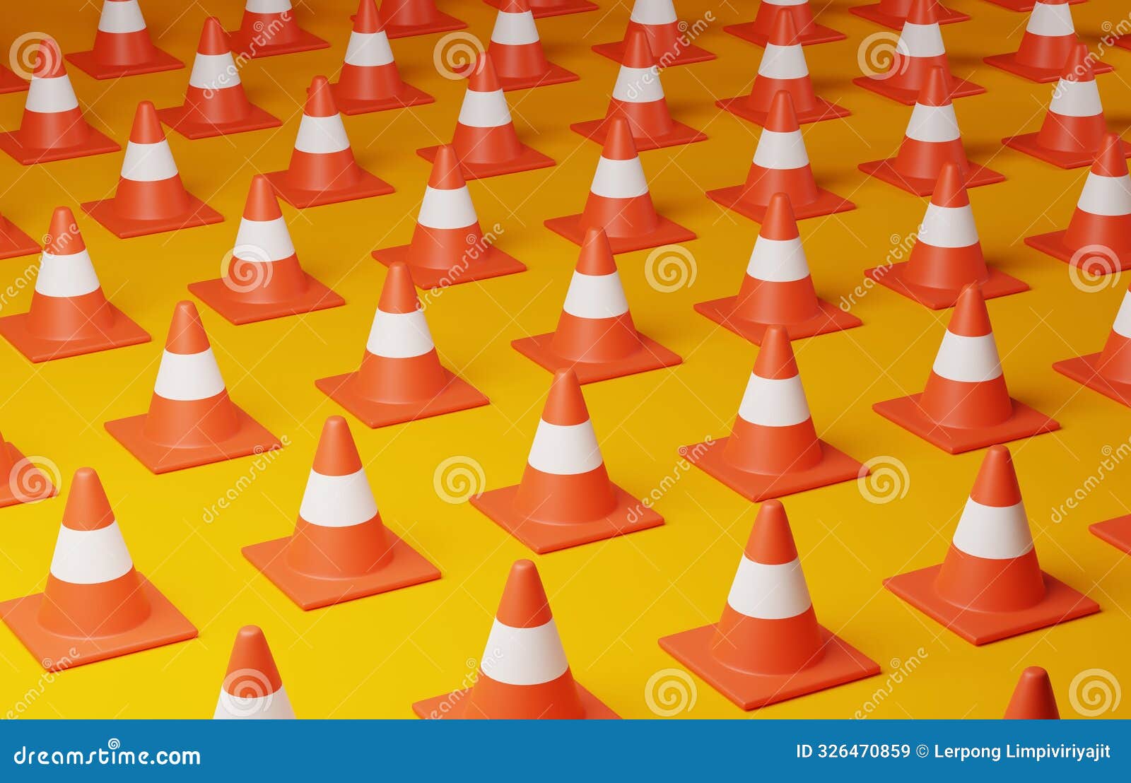 Cautionary Construction, of Safety Cone for Roadworks on Yellow ...