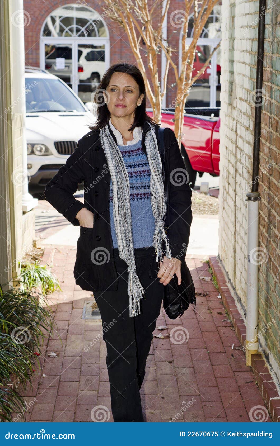 Cautious stock image. Image of girl, coat, lady, town - 22670675