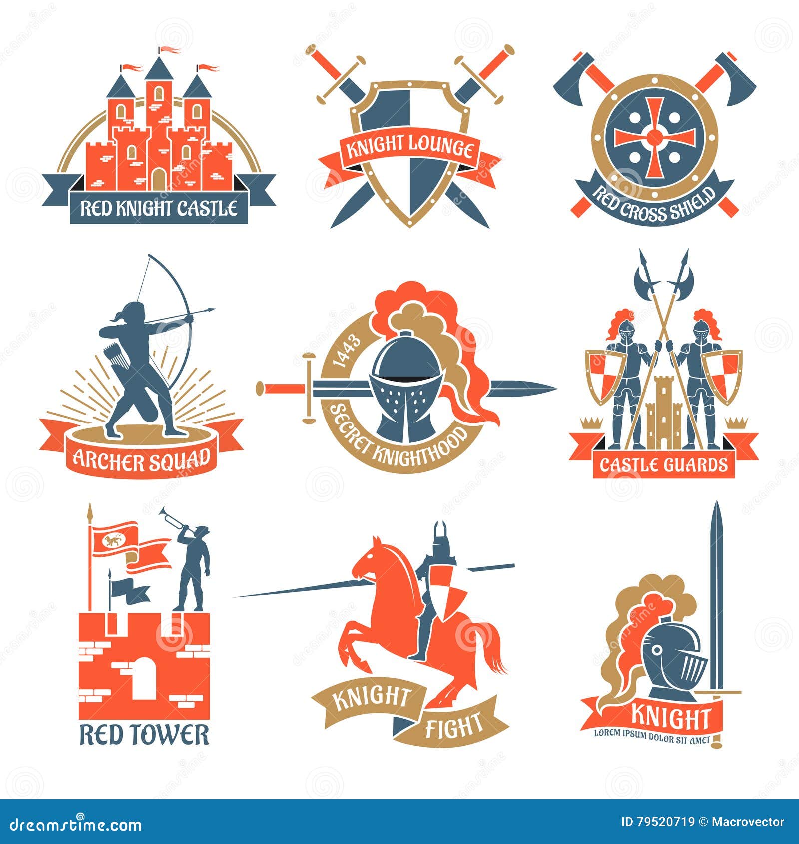 Cavaleiro Heráldico Emblems Logos Ilustração do Vetor - Ilustração de ...