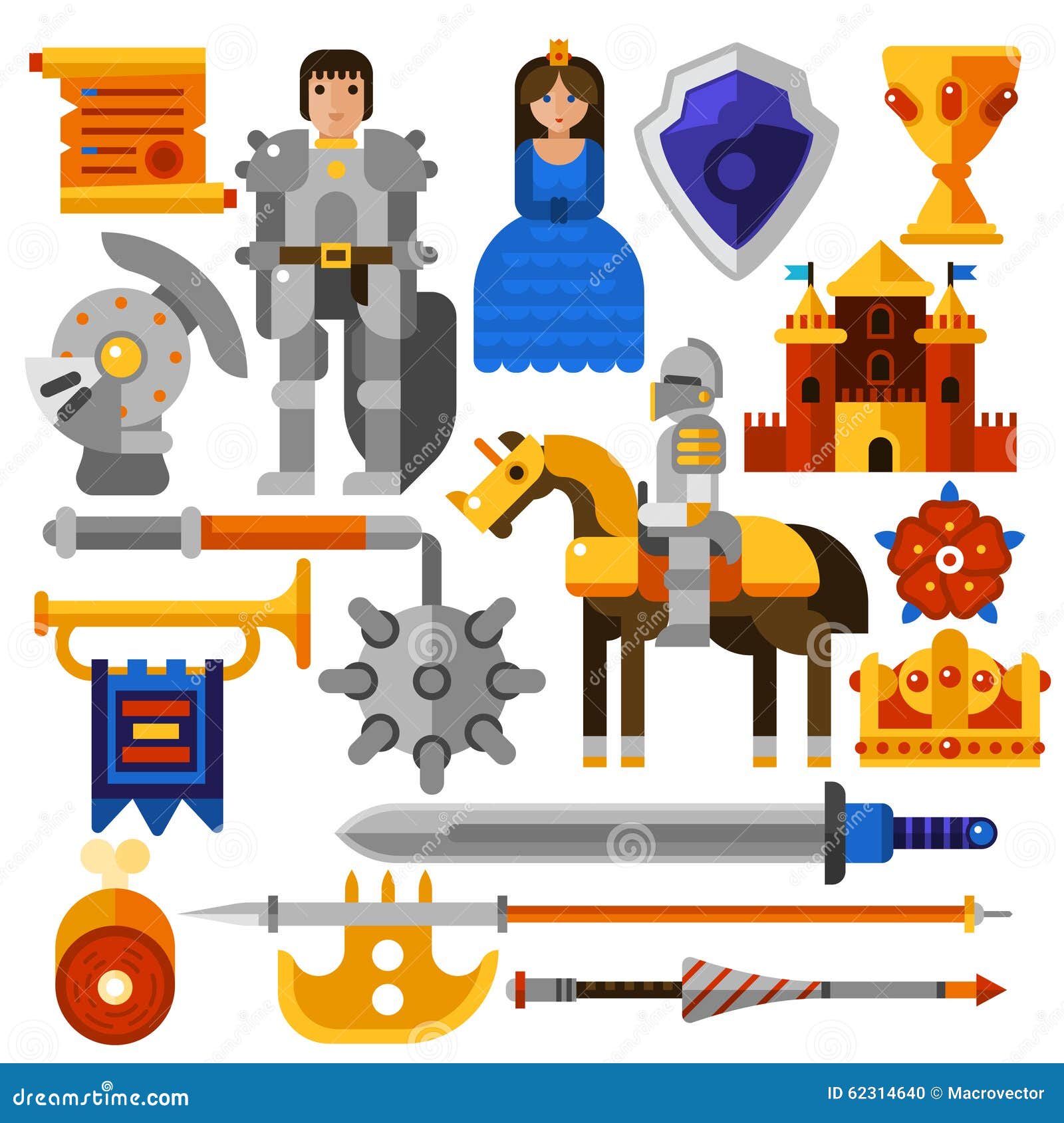 Cavaleiro liso Icons Set ilustração do vetor. Ilustração de soldado ...