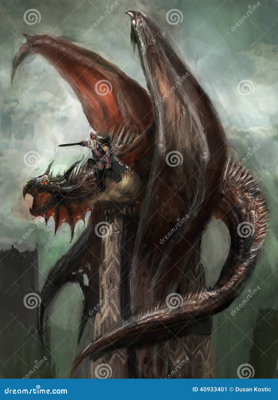 Cavalier de dragon illustration stock. Illustration du tour - 40933401