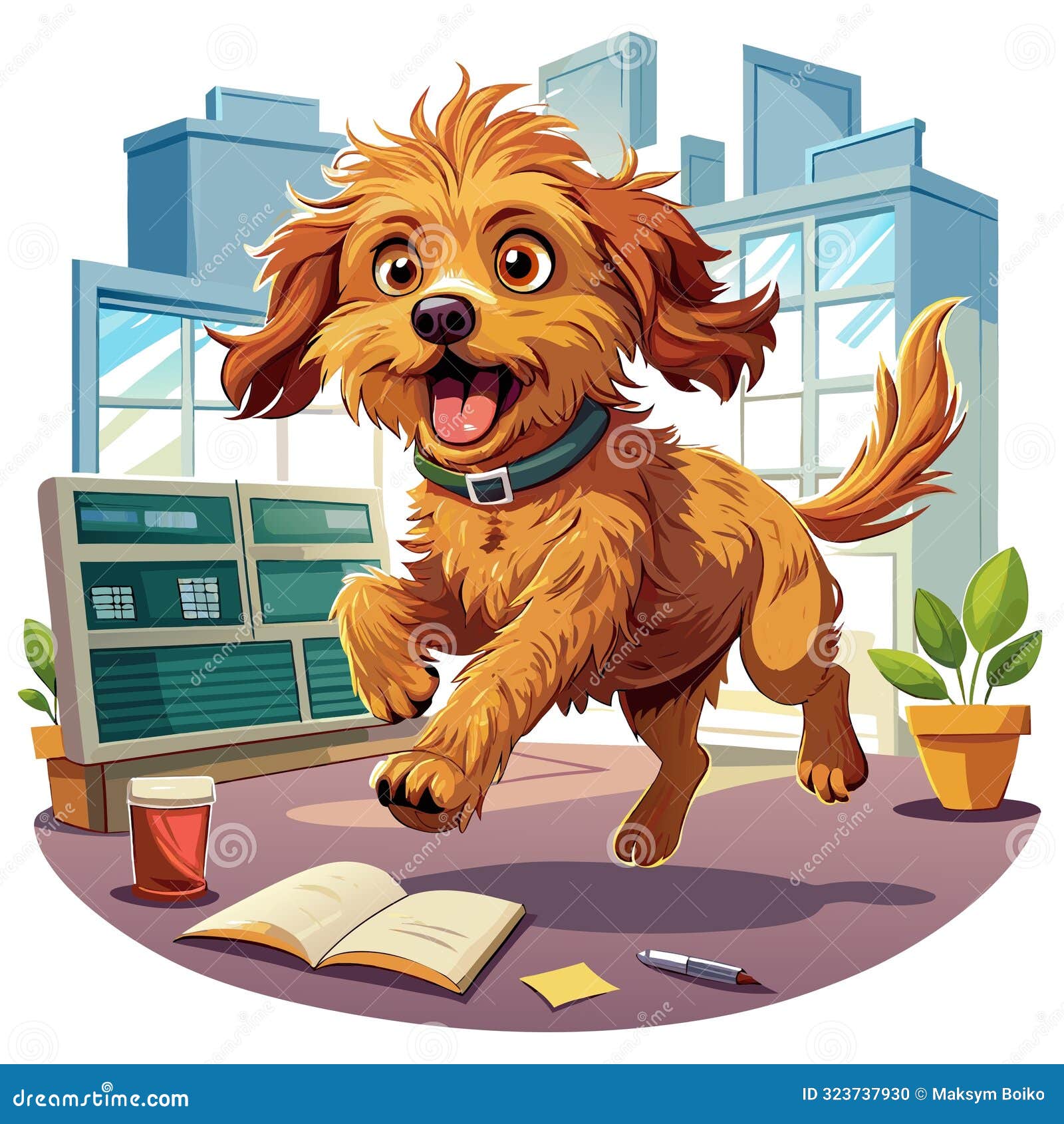 Cavapoo Dog Exhausted Runs Office Vector Stock Vector - Illustration of ...