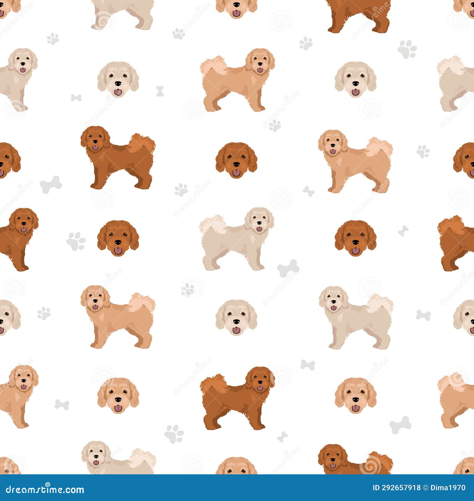 Cavapoo Mix Breed Seamless Pattern Stock Vector - Illustration of ...
