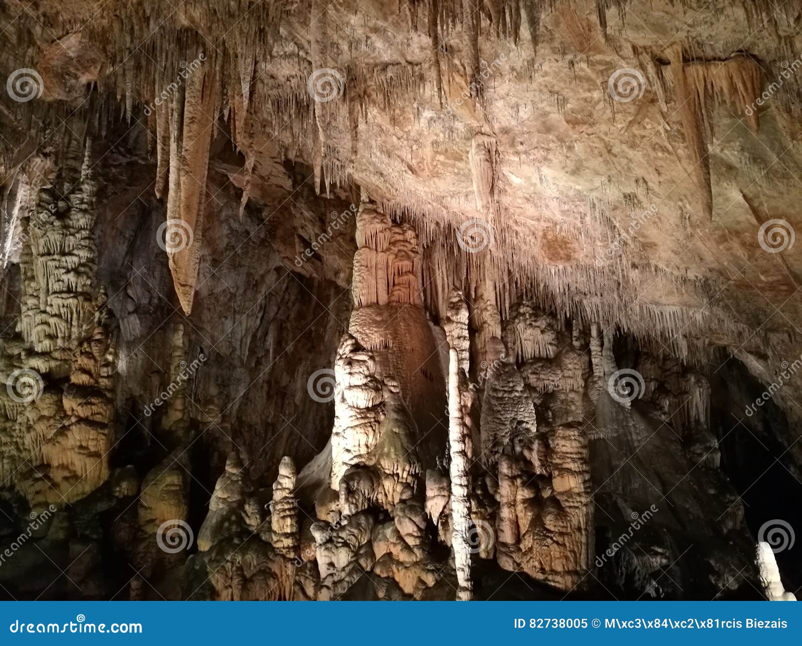 Cave stock image. Image of escarpment, lighting, stalagmite - 82738005