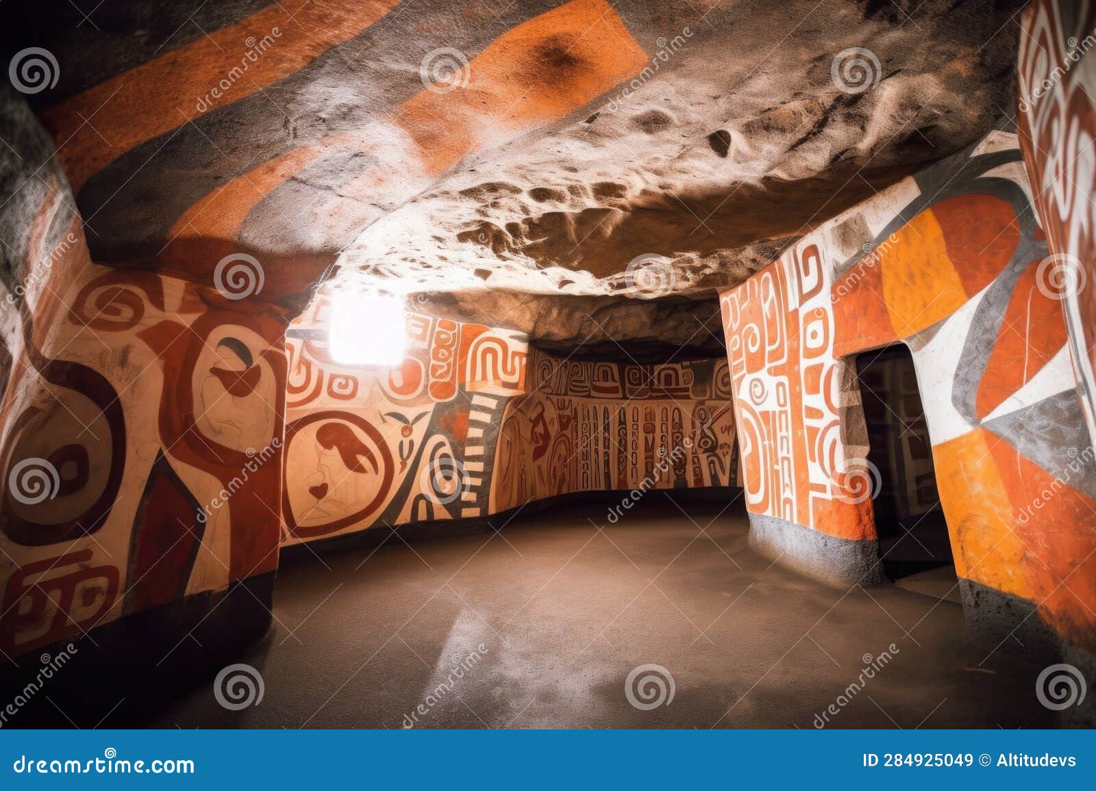 Cave Art Displaying Abstract Geometric Patterns Stock Illustration ...