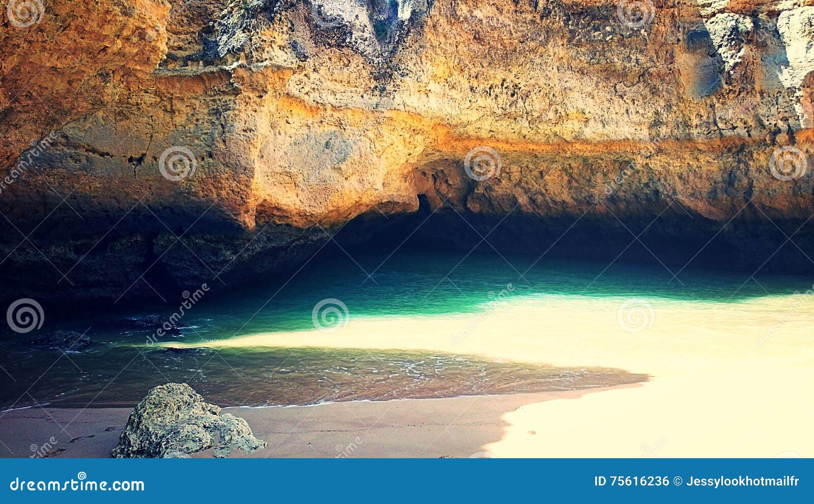 Cave beach stock photo. Image of cave, ocean, water, rock - 75616236