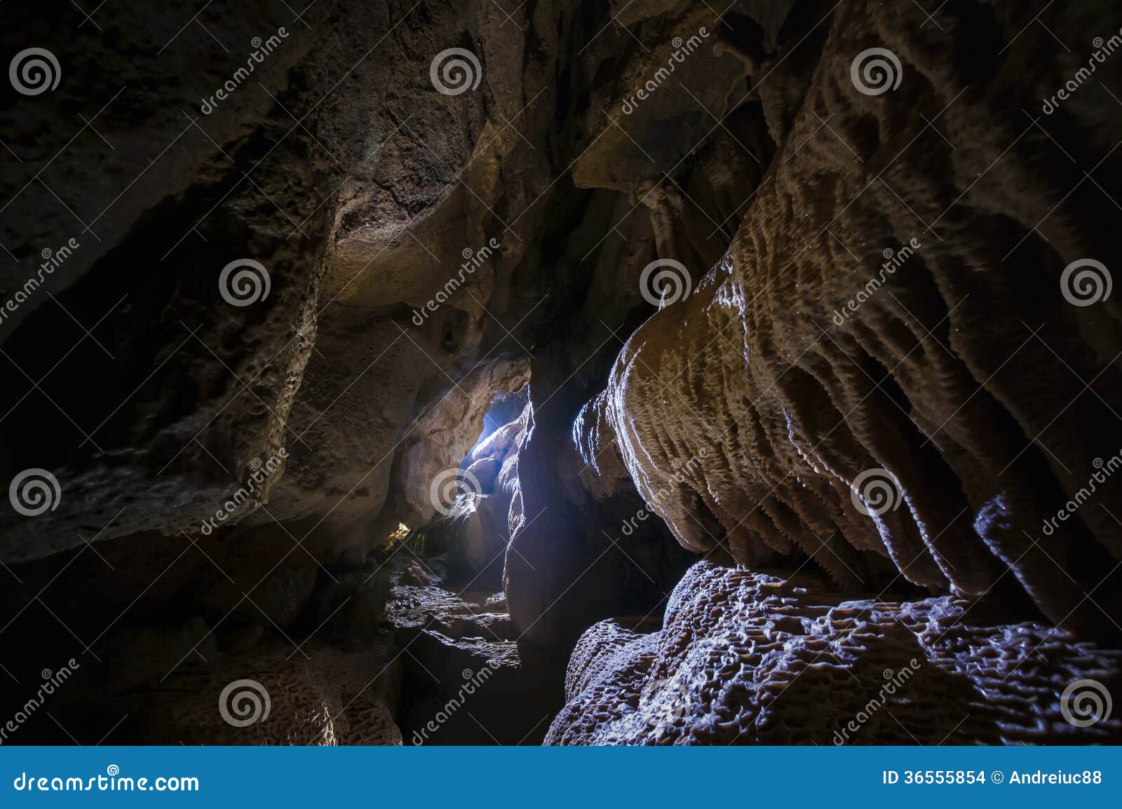 Cave with Beautiful Limestone Formations and Light Stock Photo - Image ...