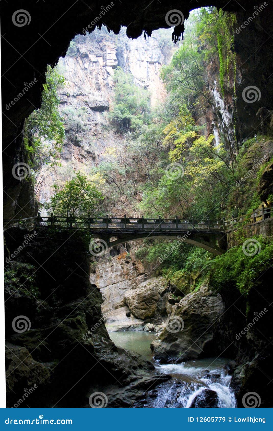 Cave with bridge stock image. Image of inside, famous - 12605779