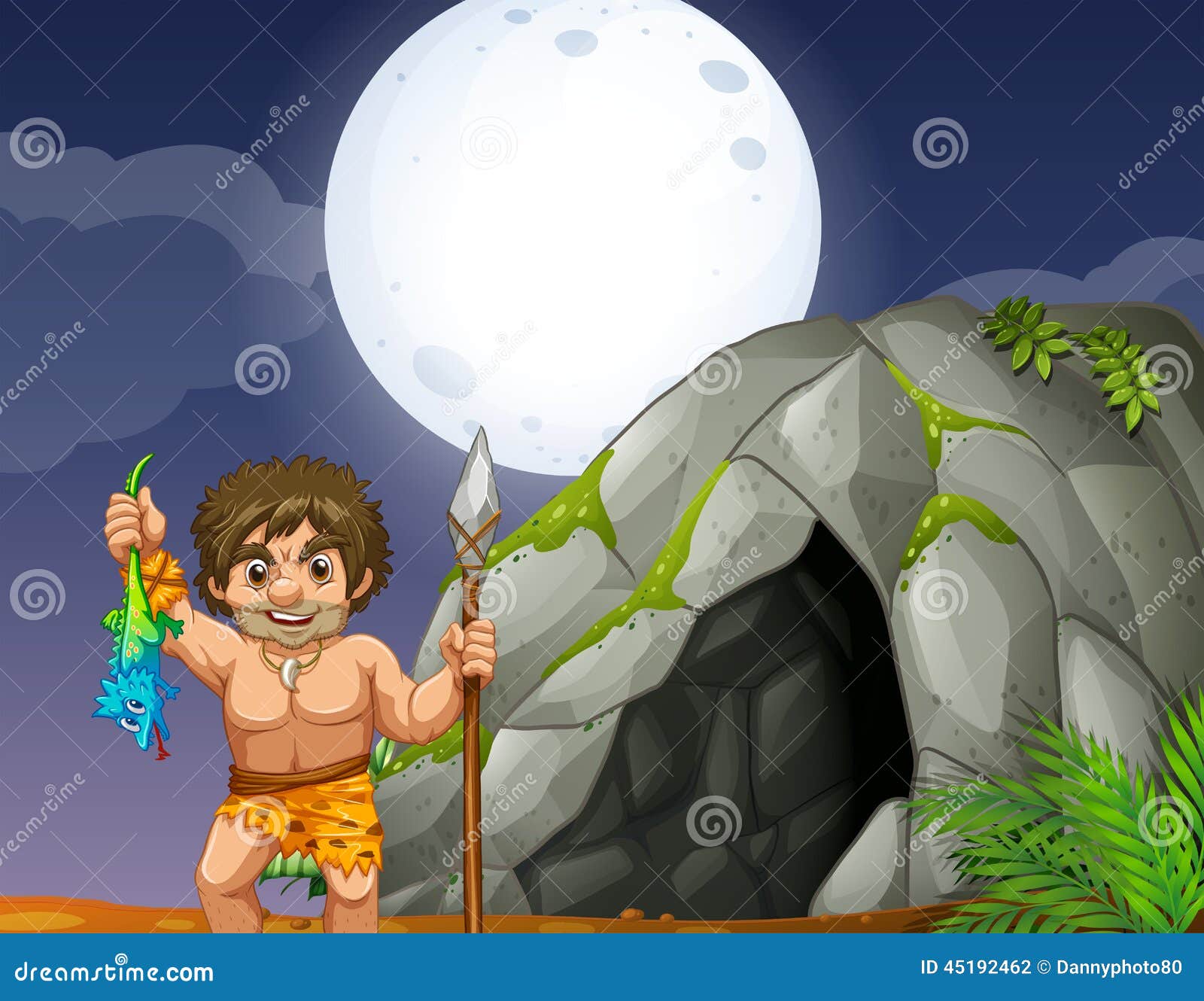 Cave and caveman stock vector. Illustration of muscular - 45192462