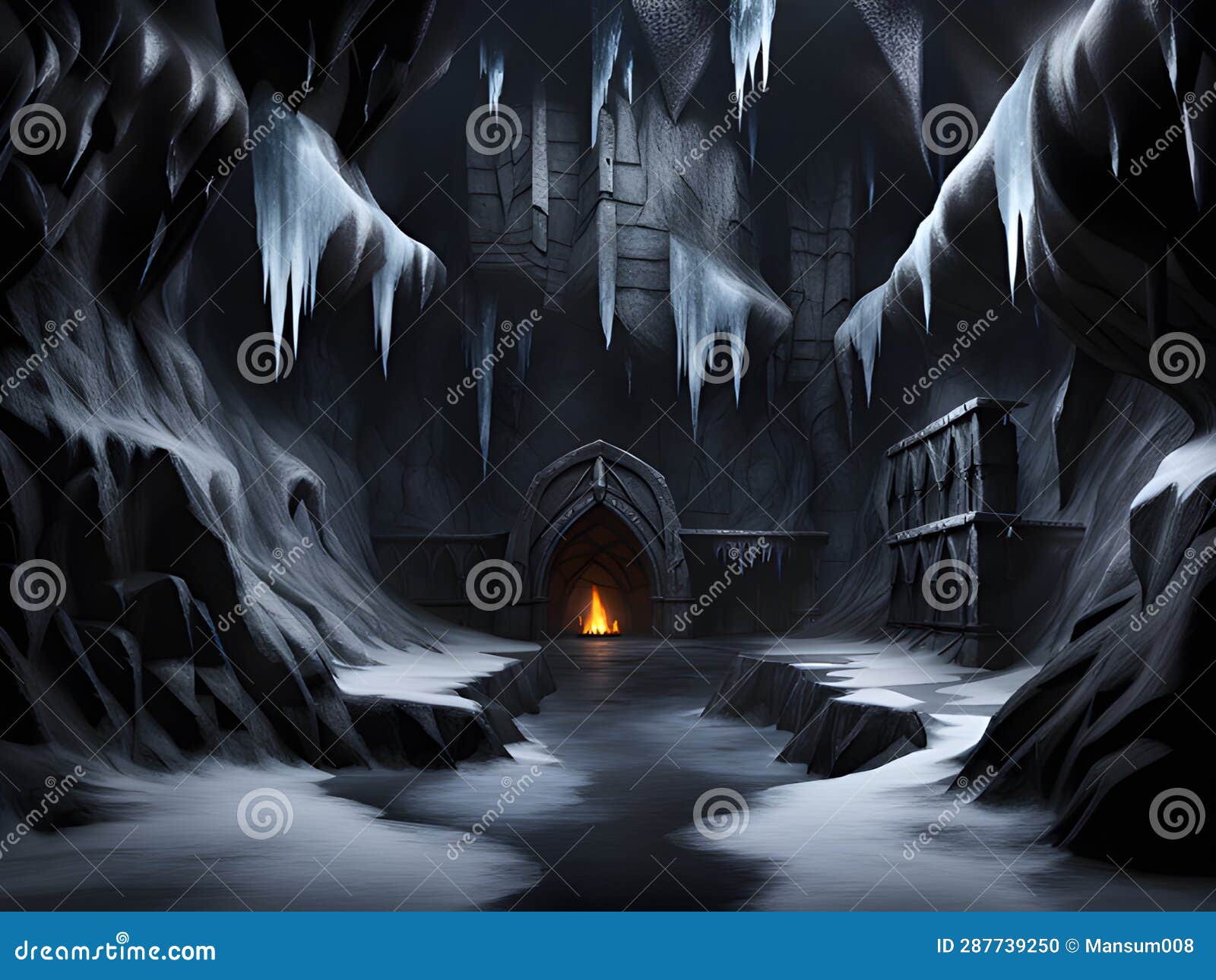 A Cave Is Dark And Humid, With Small Drops Of Water Falling From The ...