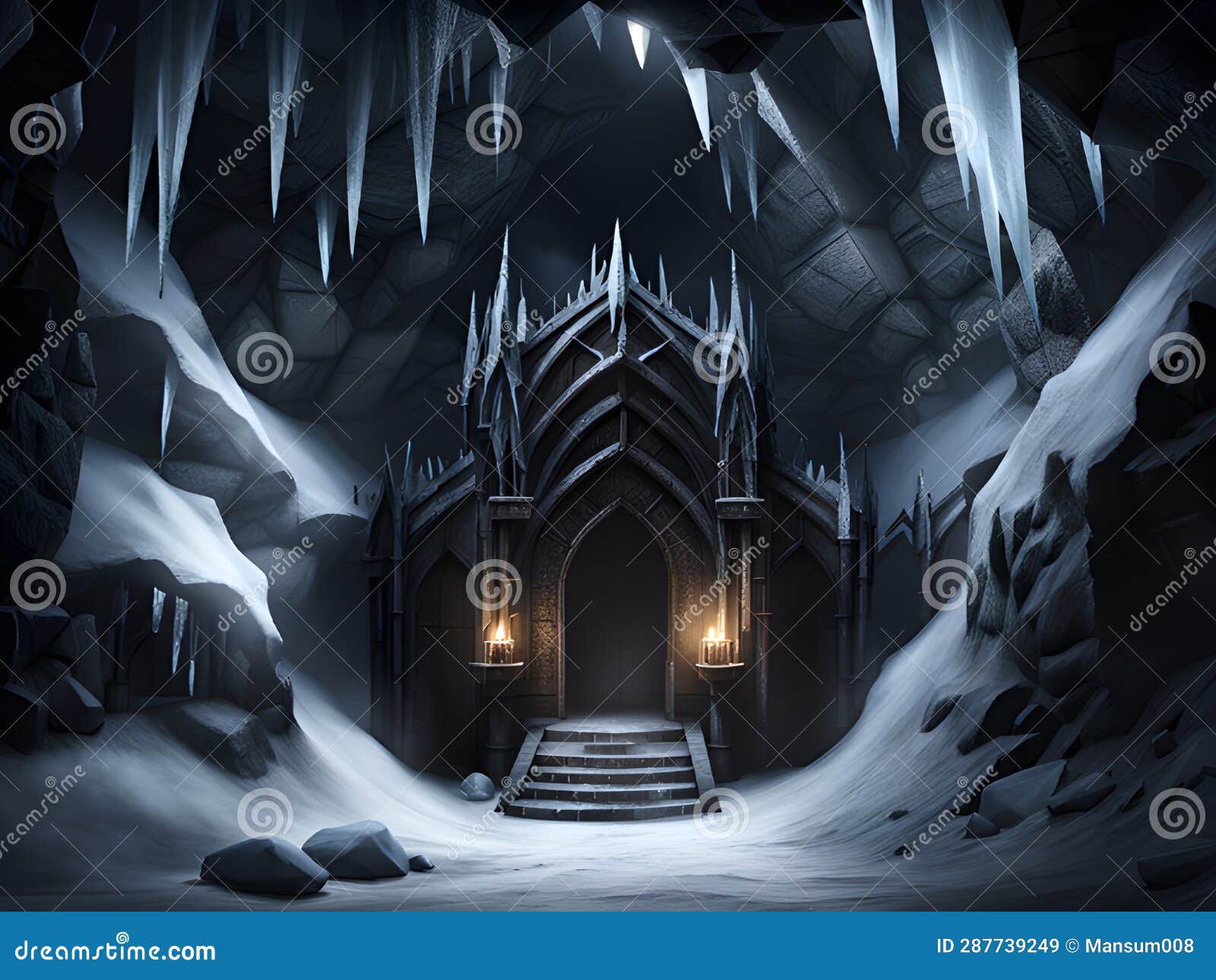 A Cave Is Dark And Humid, With Small Drops Of Water Falling From The ...