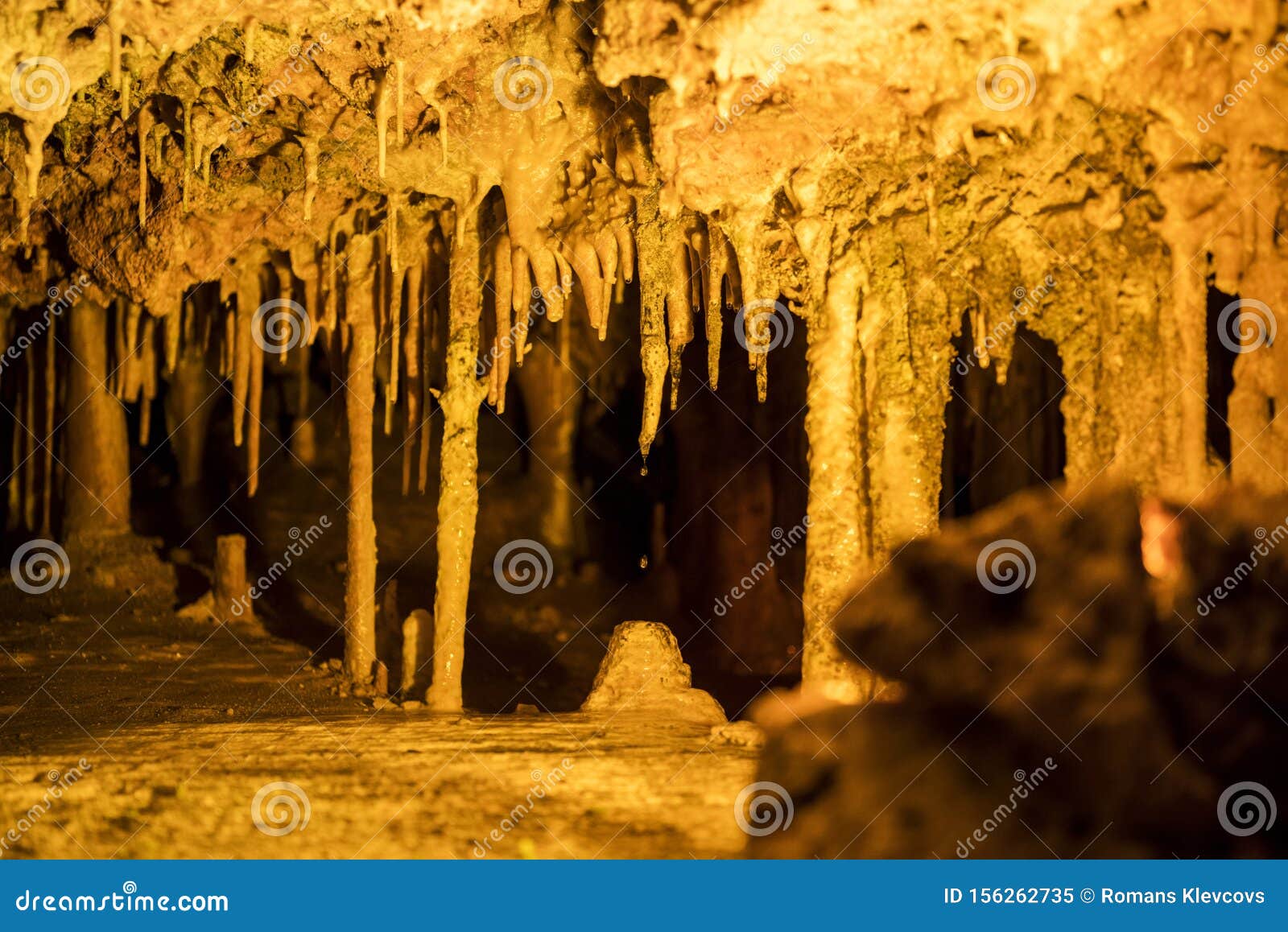 Cave Dark Interior With Underground Lake Stock Photography ...