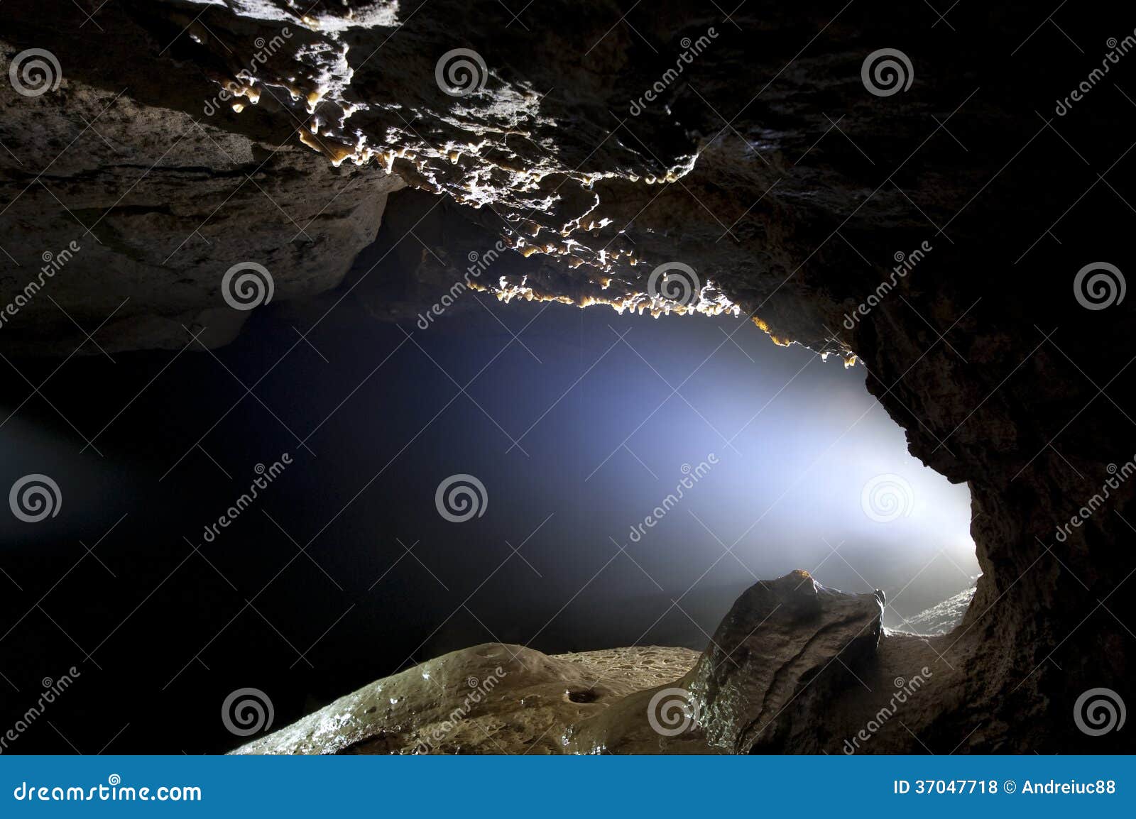 Cave Detail with Light on Limestone Formations Stock Photo - Image of ...