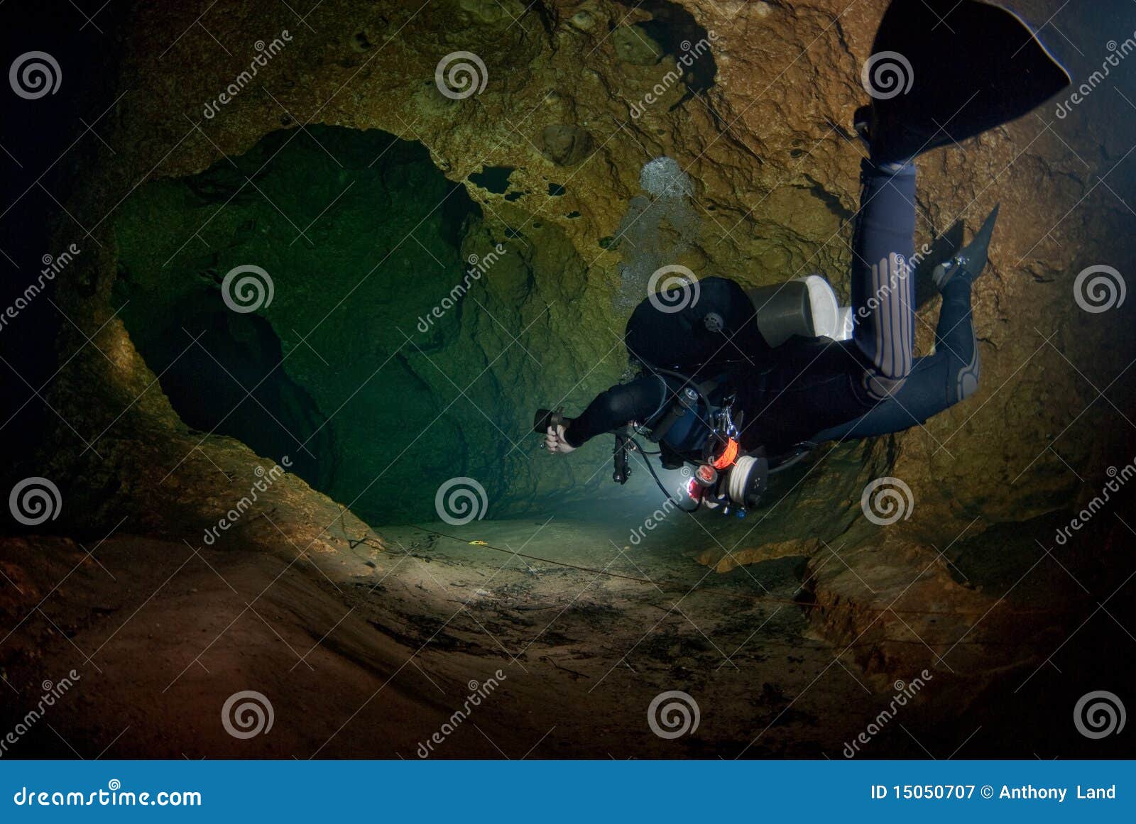 Cave diving stock image. Image of revo, wall, diver, undersea - 15050707