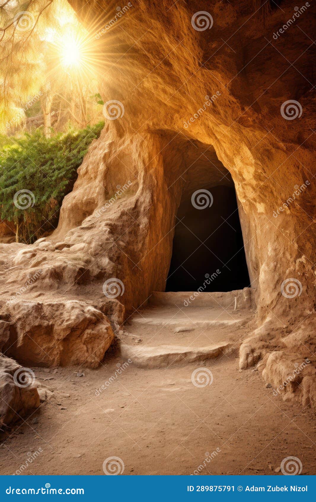 A Cave Entrance with a Path Leading To the Entrance Stock Illustration ...