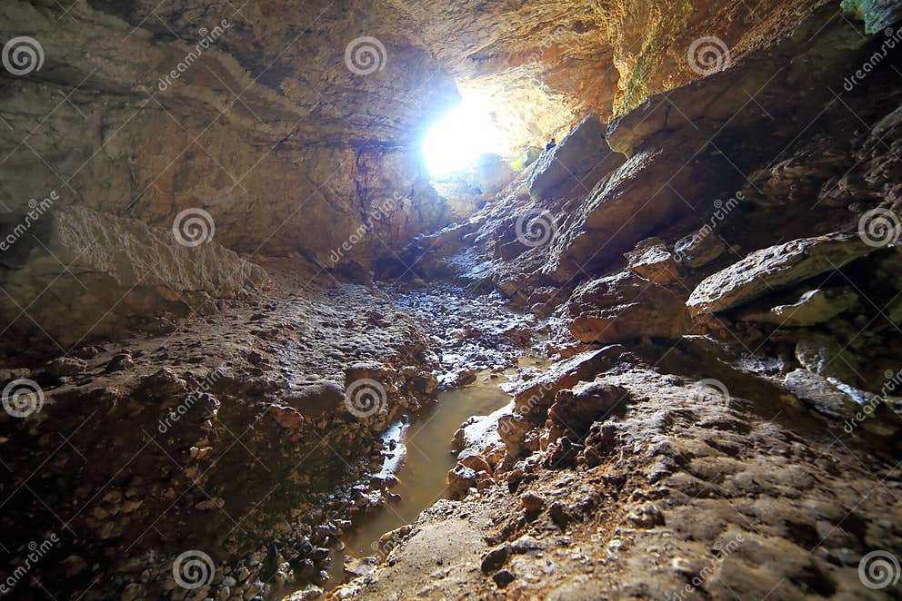 Cave Exit Interior Underground Light Path Tunnel Stock Photo - Image of ...