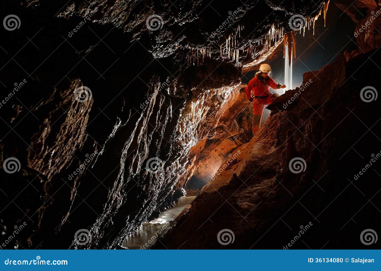 Cave Explorer, Speleologist Exploring the Underground Stock Photo ...