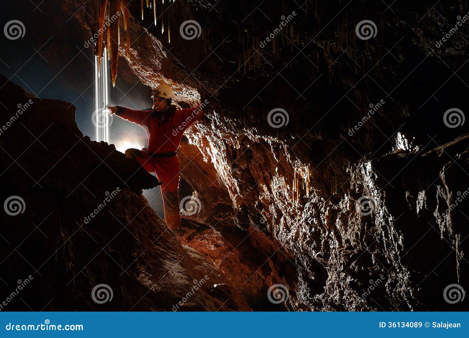 Cave Explorer, Speleologist Exploring the Underground Stock Image ...