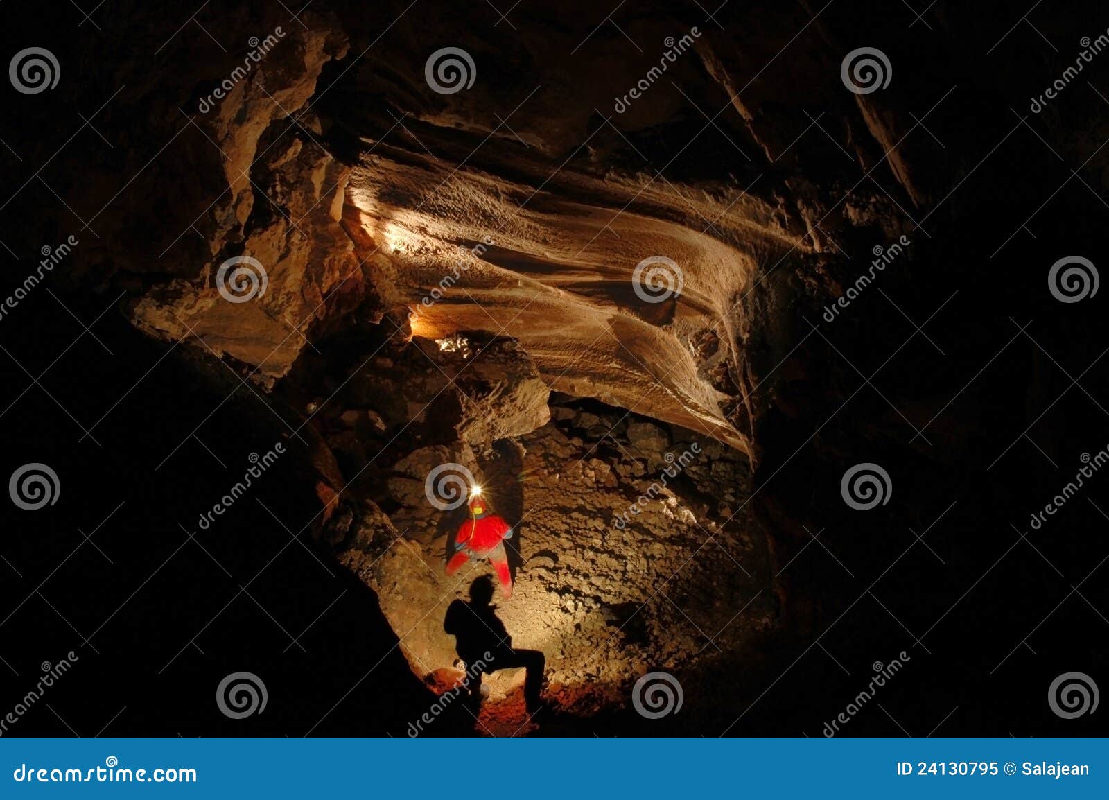 Cave Explorers, Speleologists in the Cave Stock Image - Image of hall ...