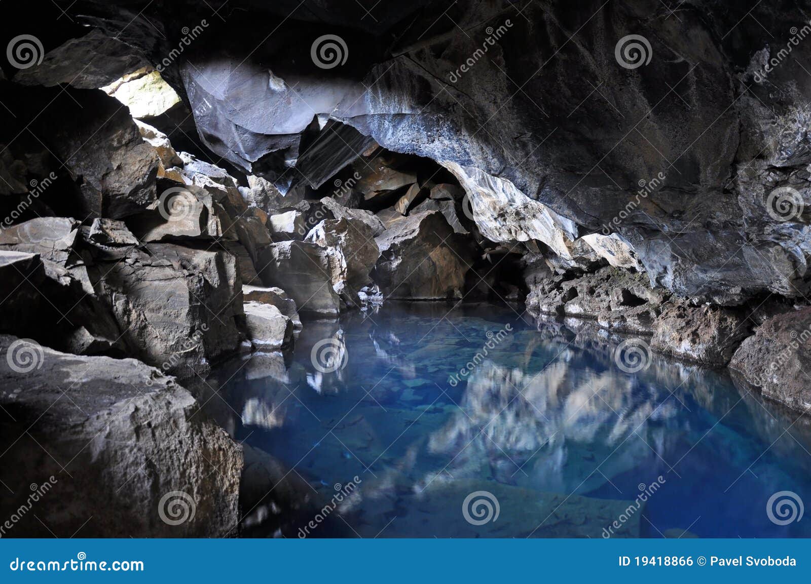 Cave Filled by Hot Water, Iceland Stock Photo - Image of nature, cave ...