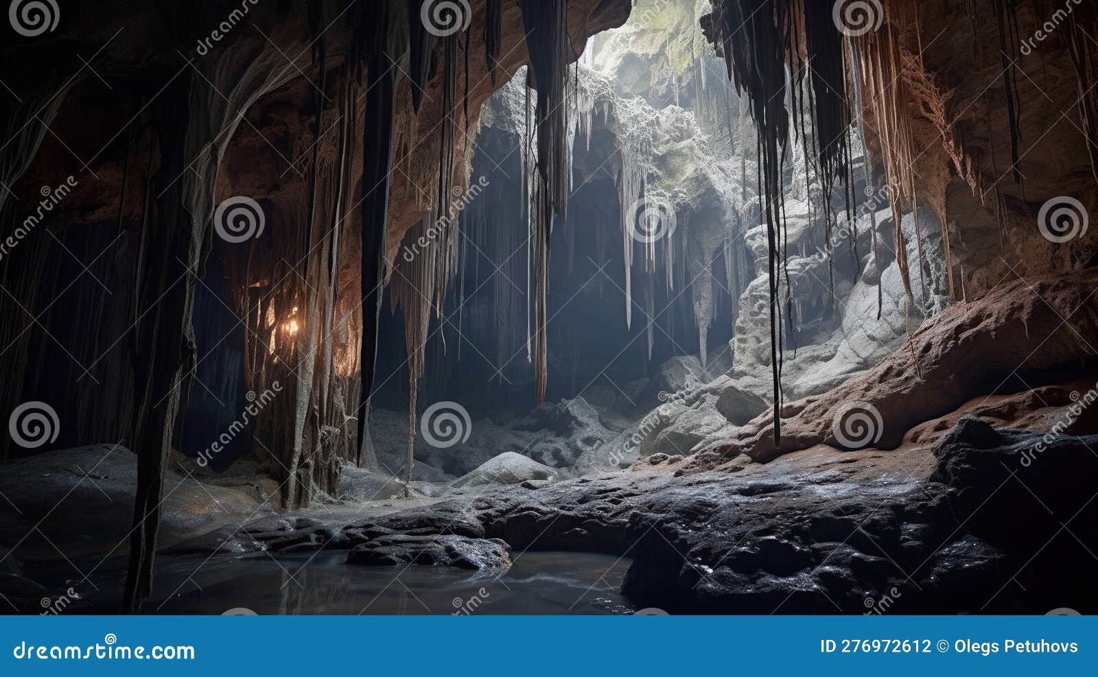 A Cave Filled with Lots of Cave Like Structures and Lights Stock ...