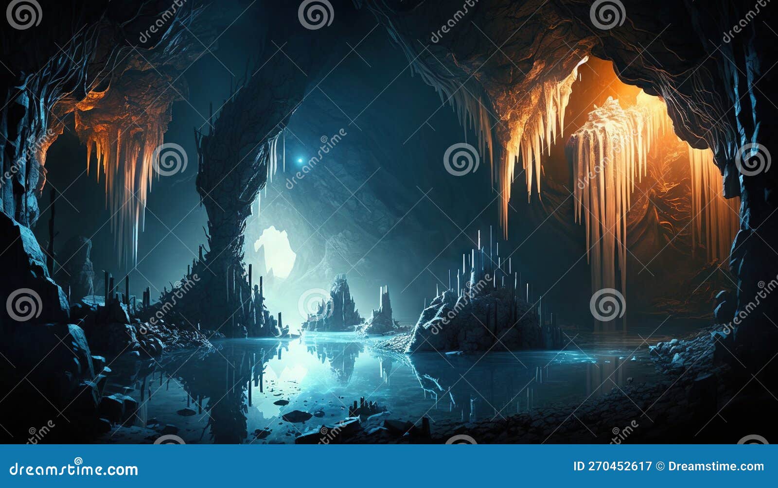 A Cave Filled with Lots of Cave Like Structures and Water. Generative ...