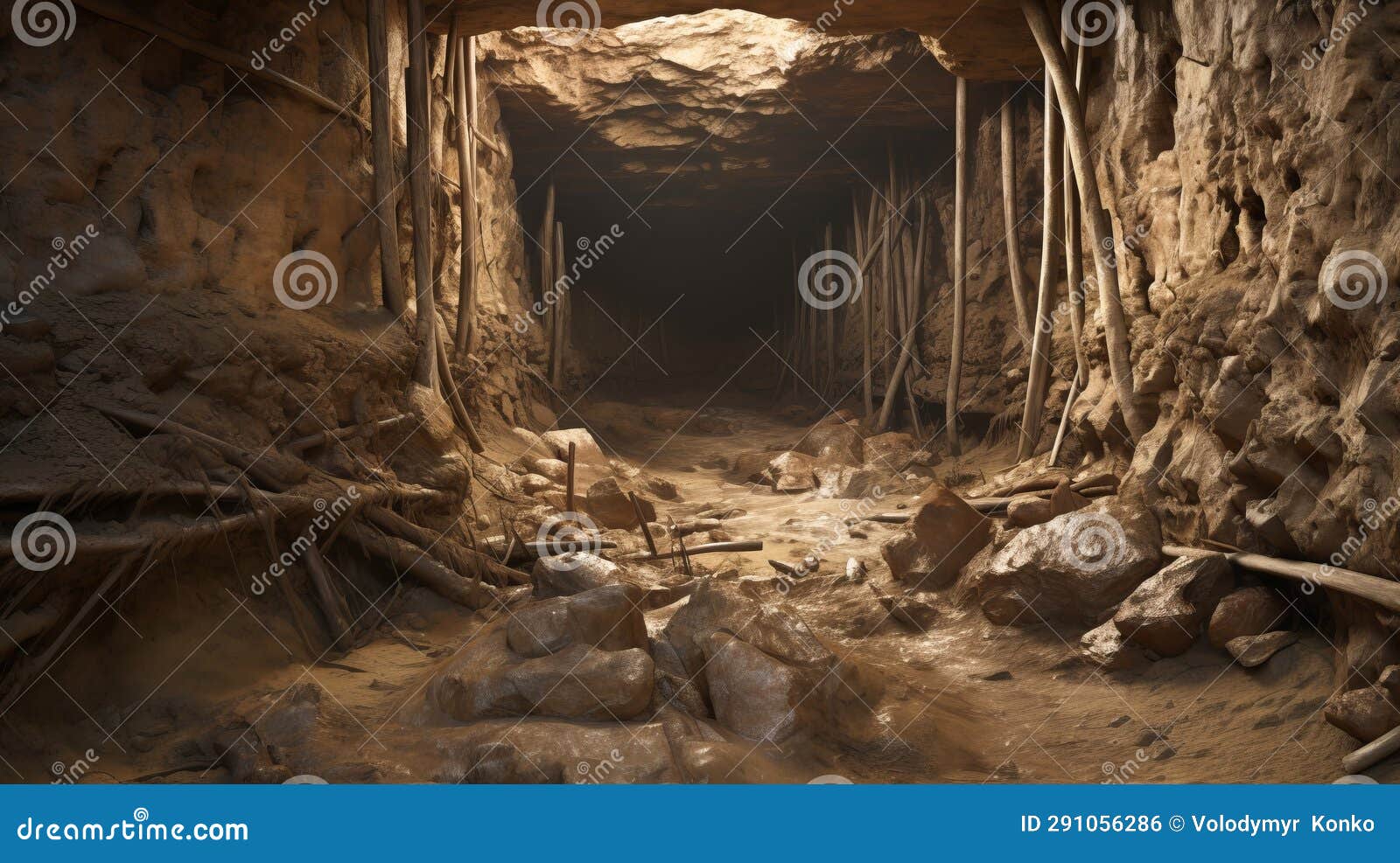 A Cave Filled with Rocks and Dirt Stock Photo - Image of adventure ...