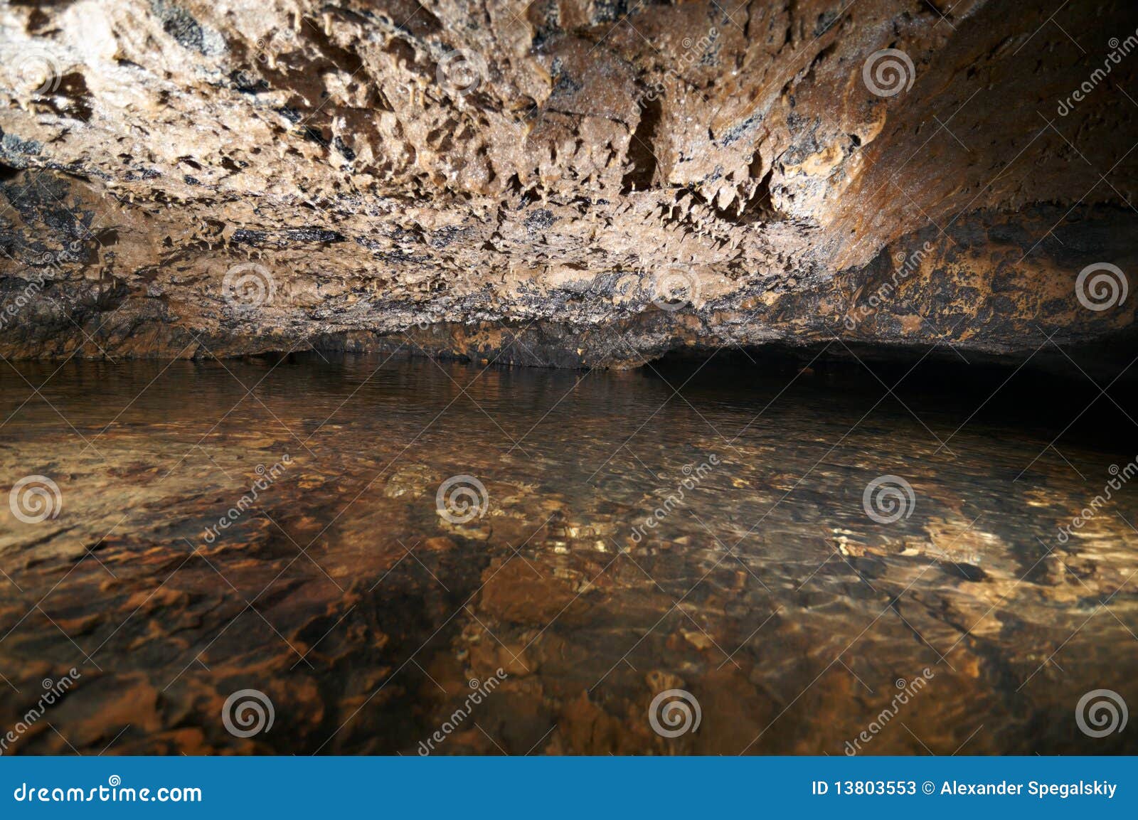 The cave filled with water stock image. Image of geological - 13803553