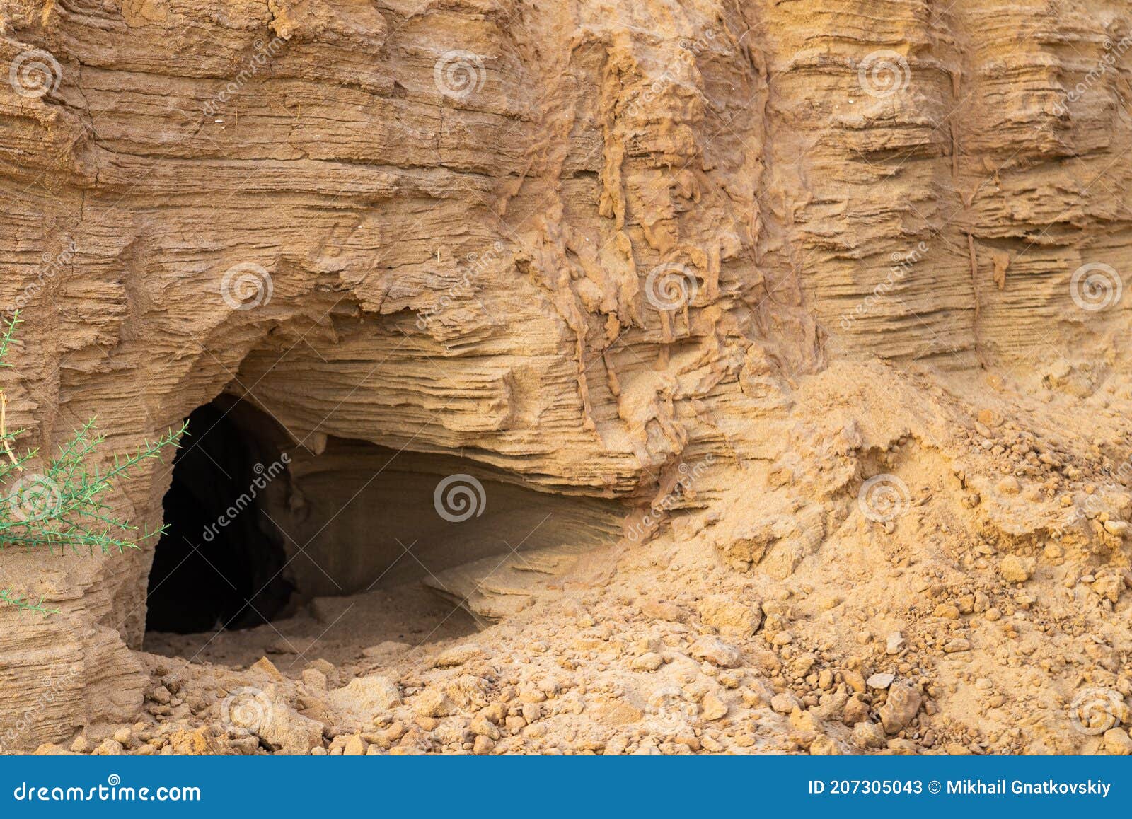 Cave, Hole or Burrow in the Sand Ground Stock Image - Image of land ...