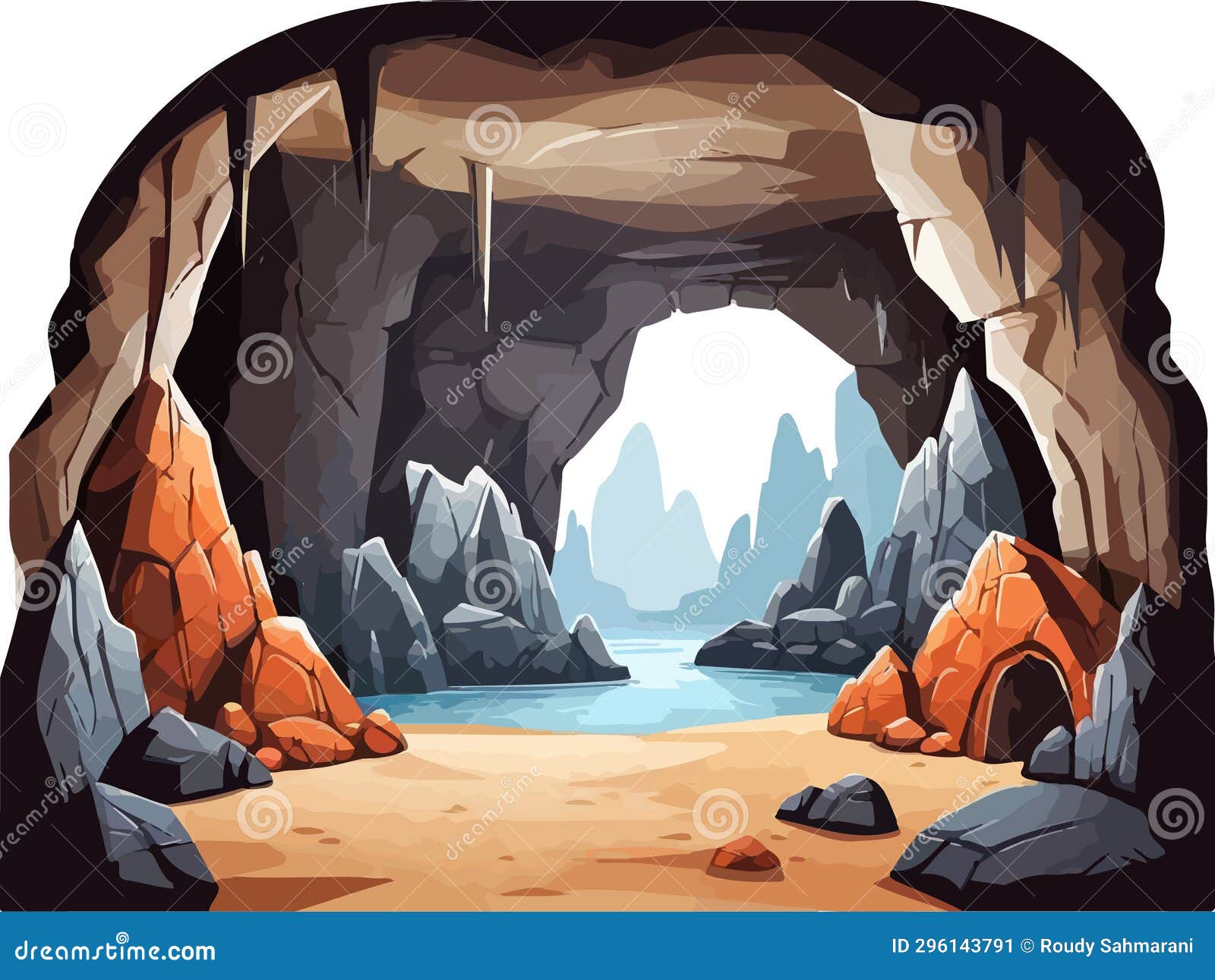 Cave Illustration Vector Format Cartoon Stock Vector - Illustration of ...
