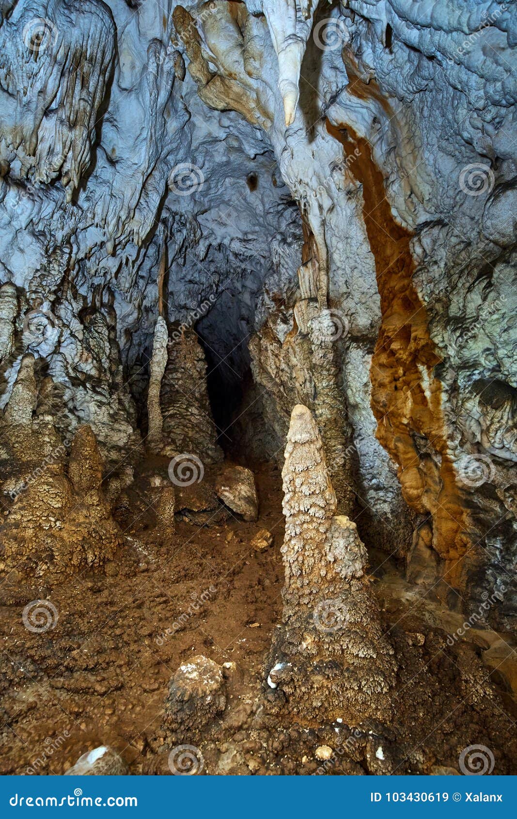 Cave Interior in a Limestone Mountain Stock Image - Image of natural ...