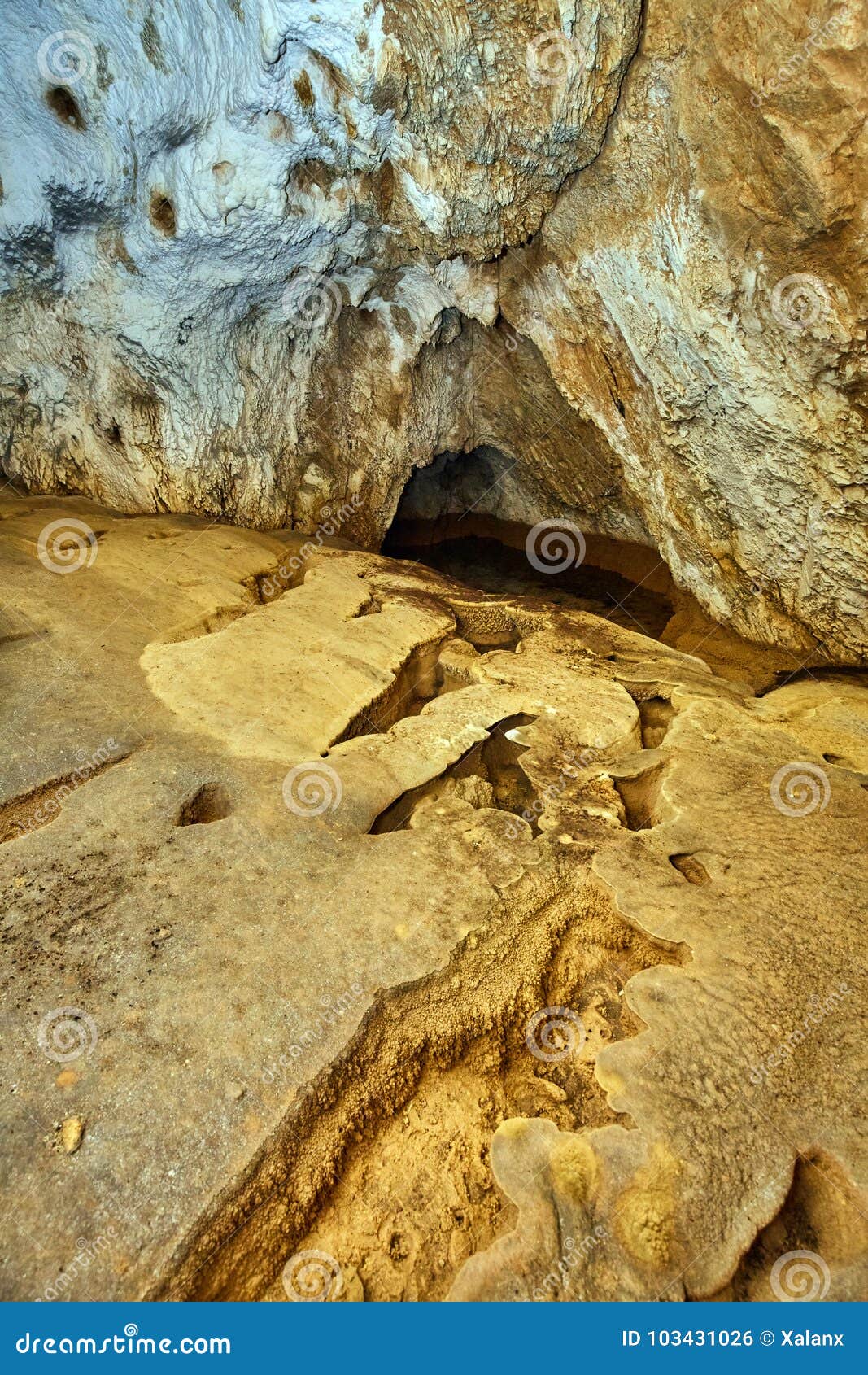 Cave Interior in a Limestone Mountain Stock Photo - Image of deep ...