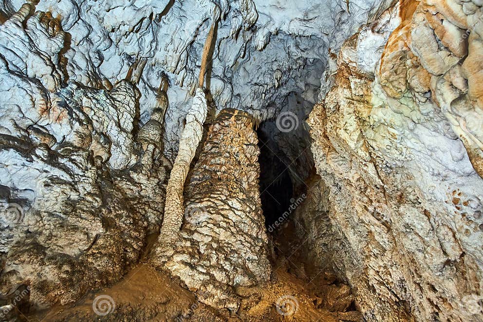 Cave Interior in a Limestone Mountain Stock Photo - Image of geologic ...