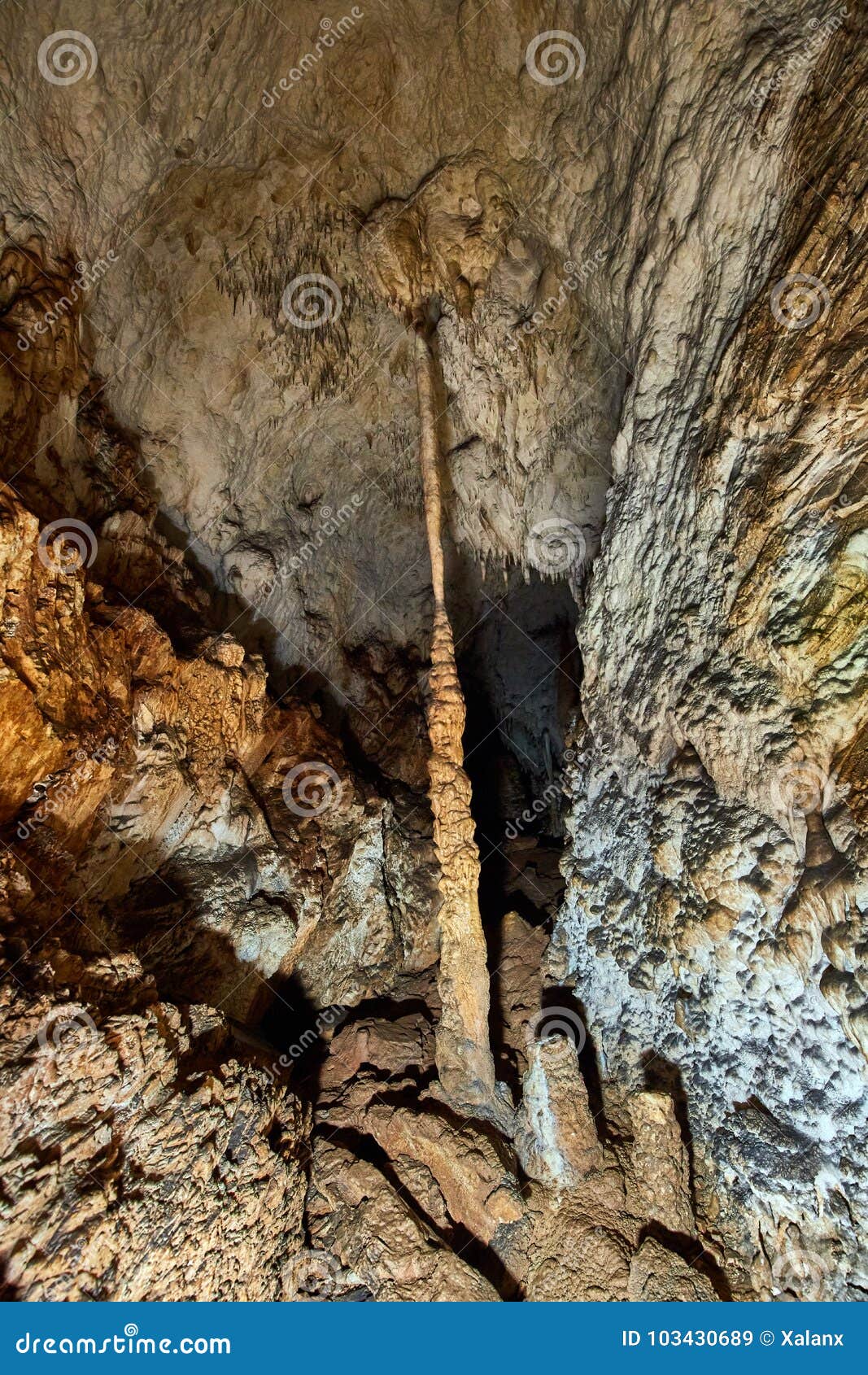 Cave Interior in a Limestone Mountain Stock Image - Image of geologic ...