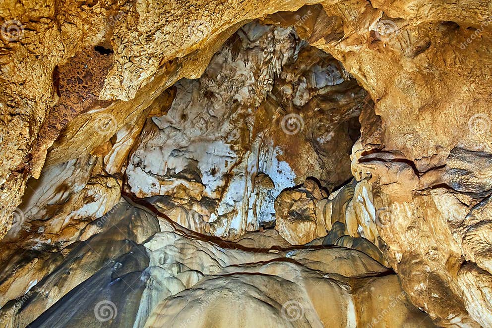 Cave Interior in a Limestone Mountain Stock Image - Image of moonmilk ...